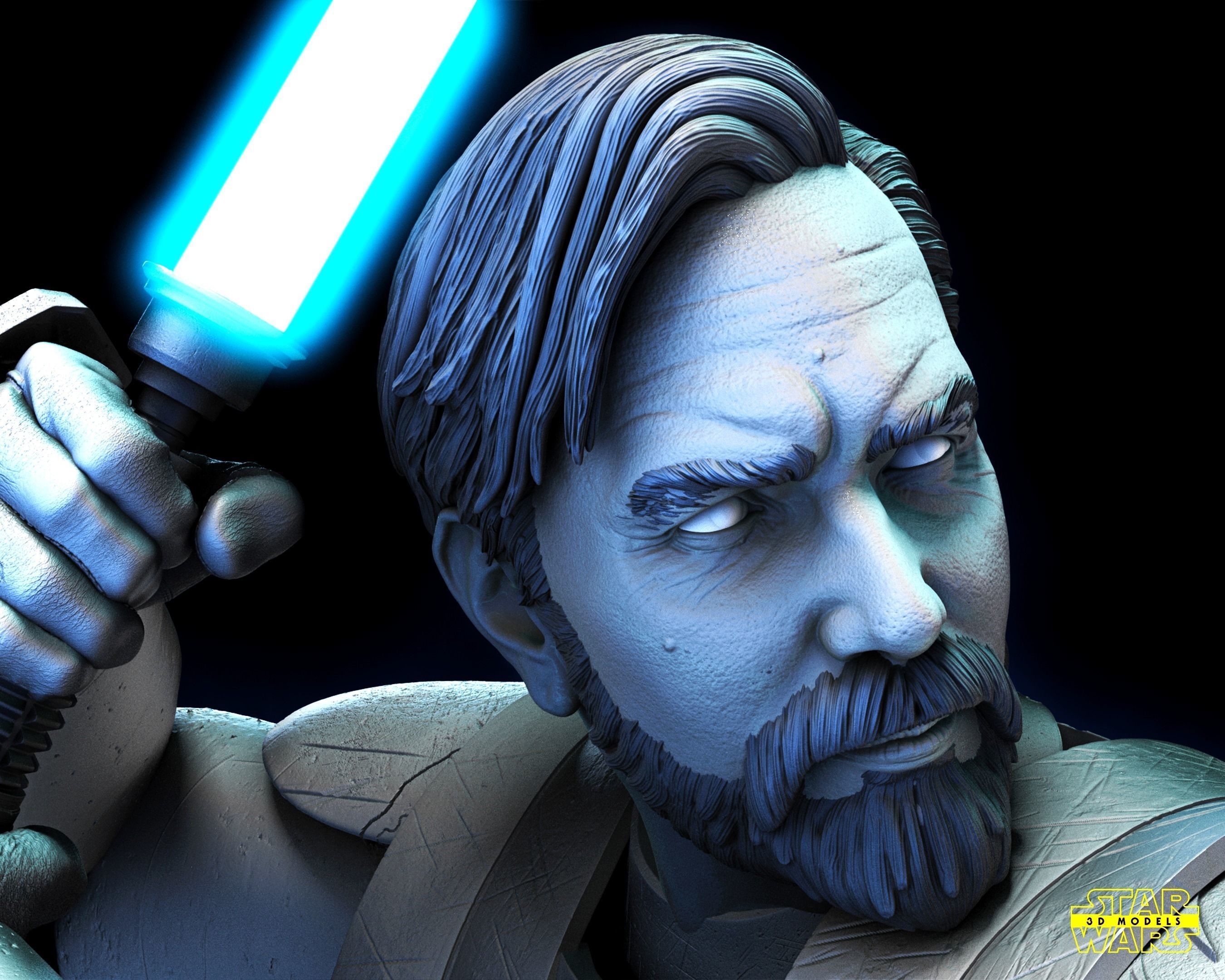 Obi Wan Kenobi Clone Wars Sculpture Star Wars 3D Models 3D model 3D ...