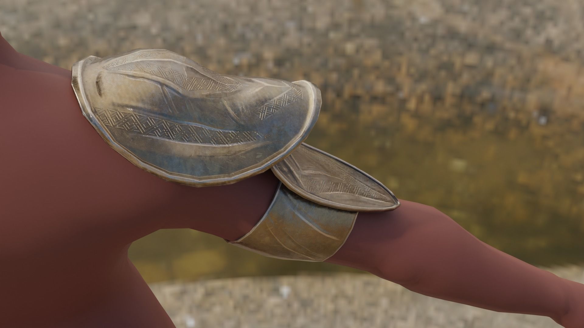 3D model Shoulder golden armor gazukull for film and game female armor ...