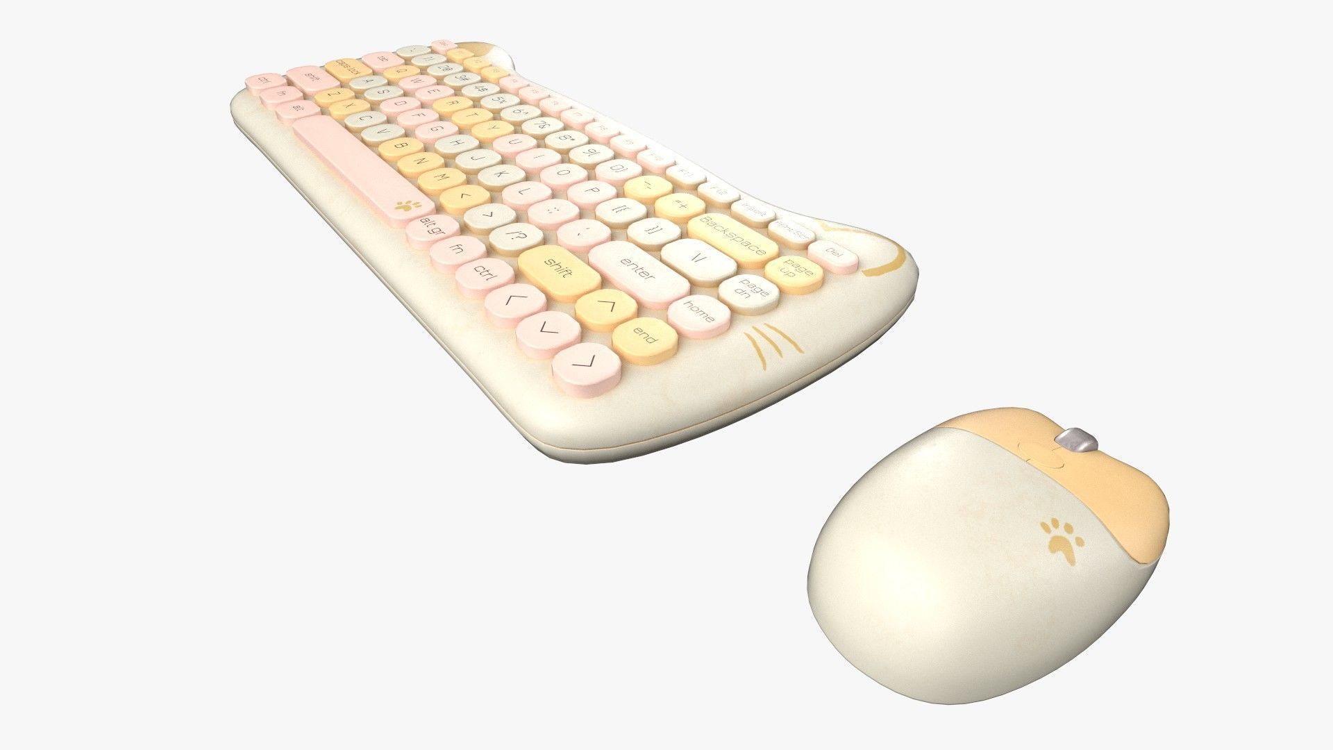 Wireless Keyboard Mouse Set Yellow Tones Version 3D model | CGTrader