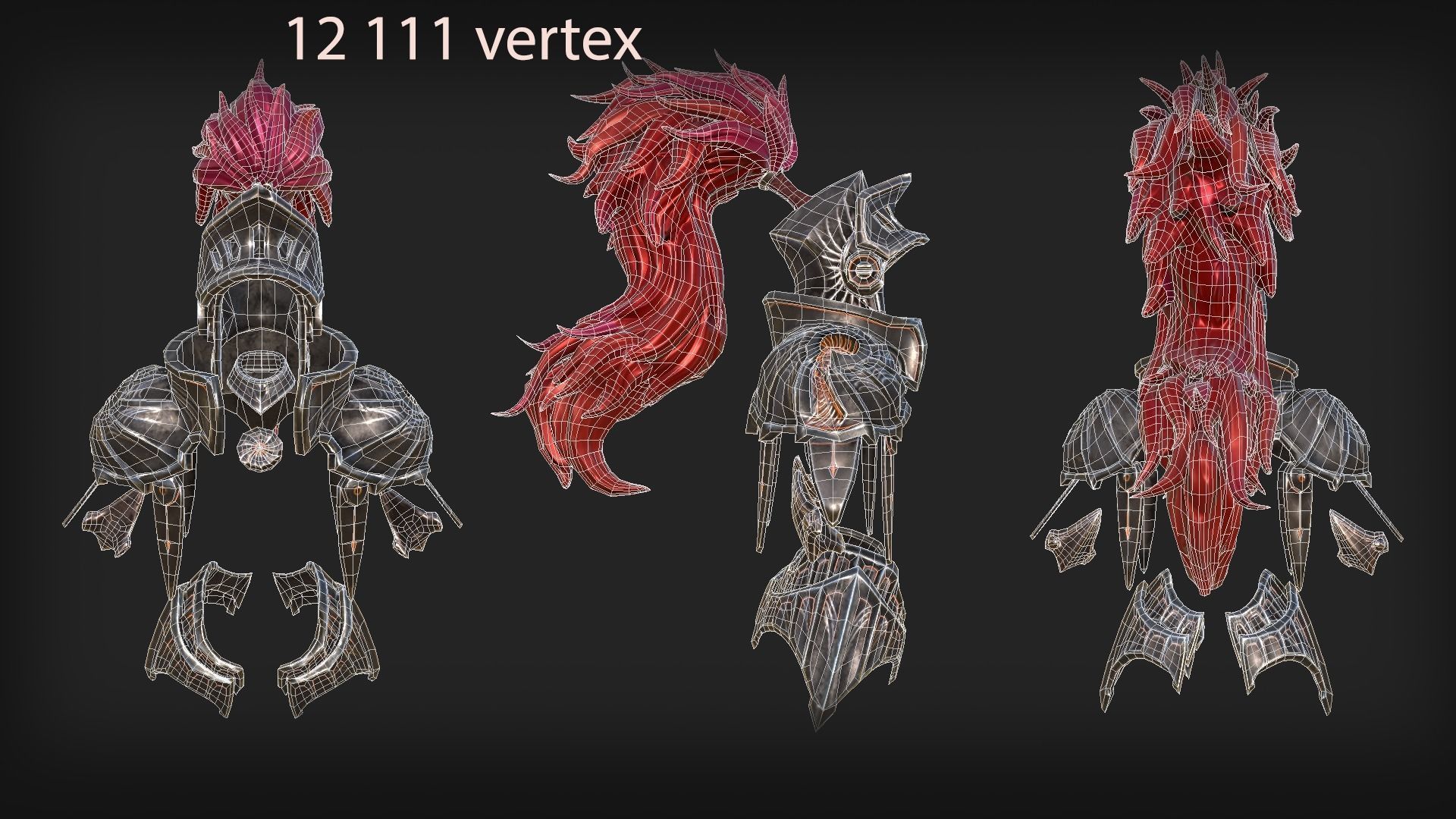 3D model Fantasy Game Armor set knight low poly 4K textures VR / AR ...