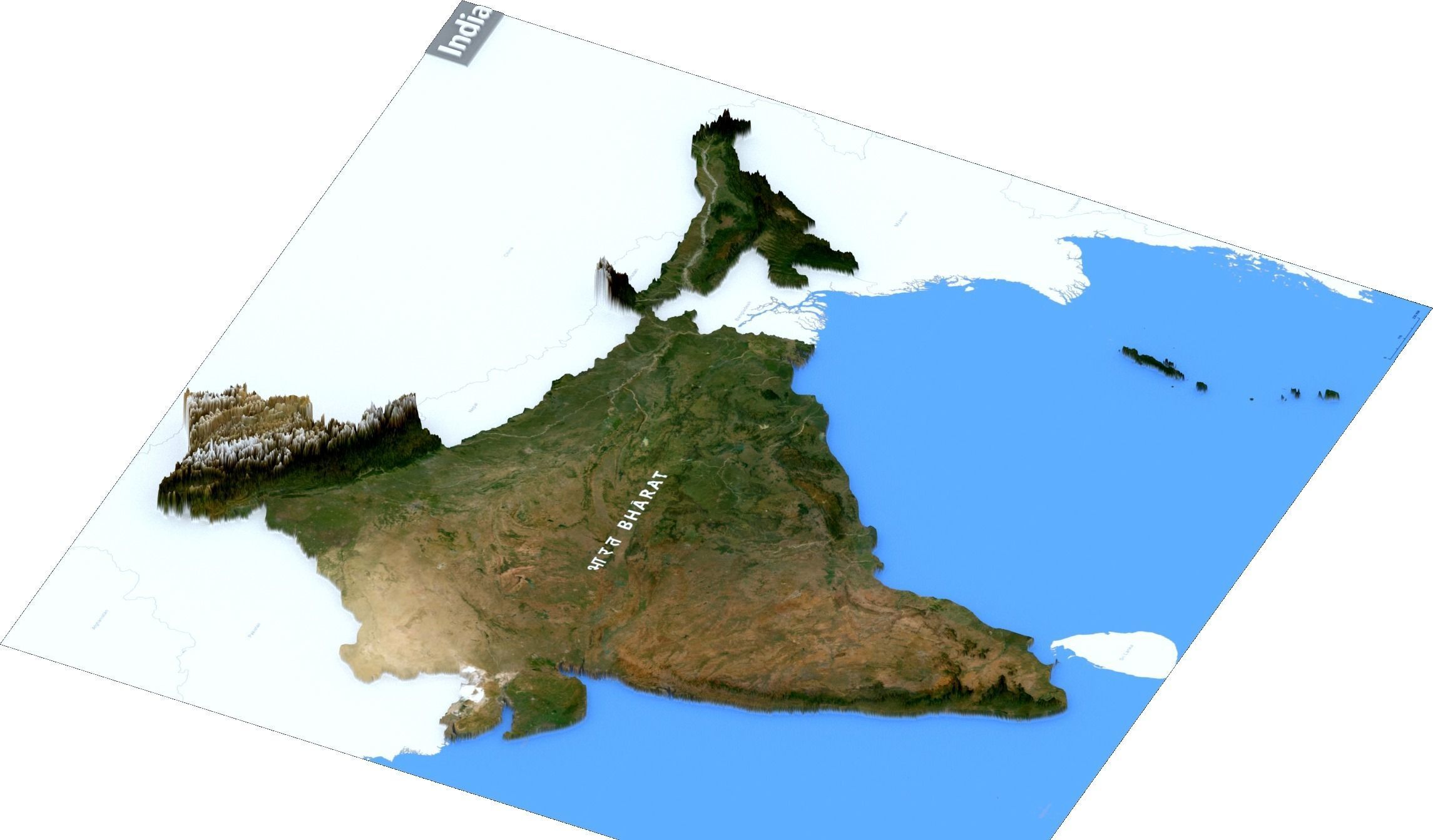 INDIA mainland 3D Terrain Topography MODEL 3D model | CGTrader