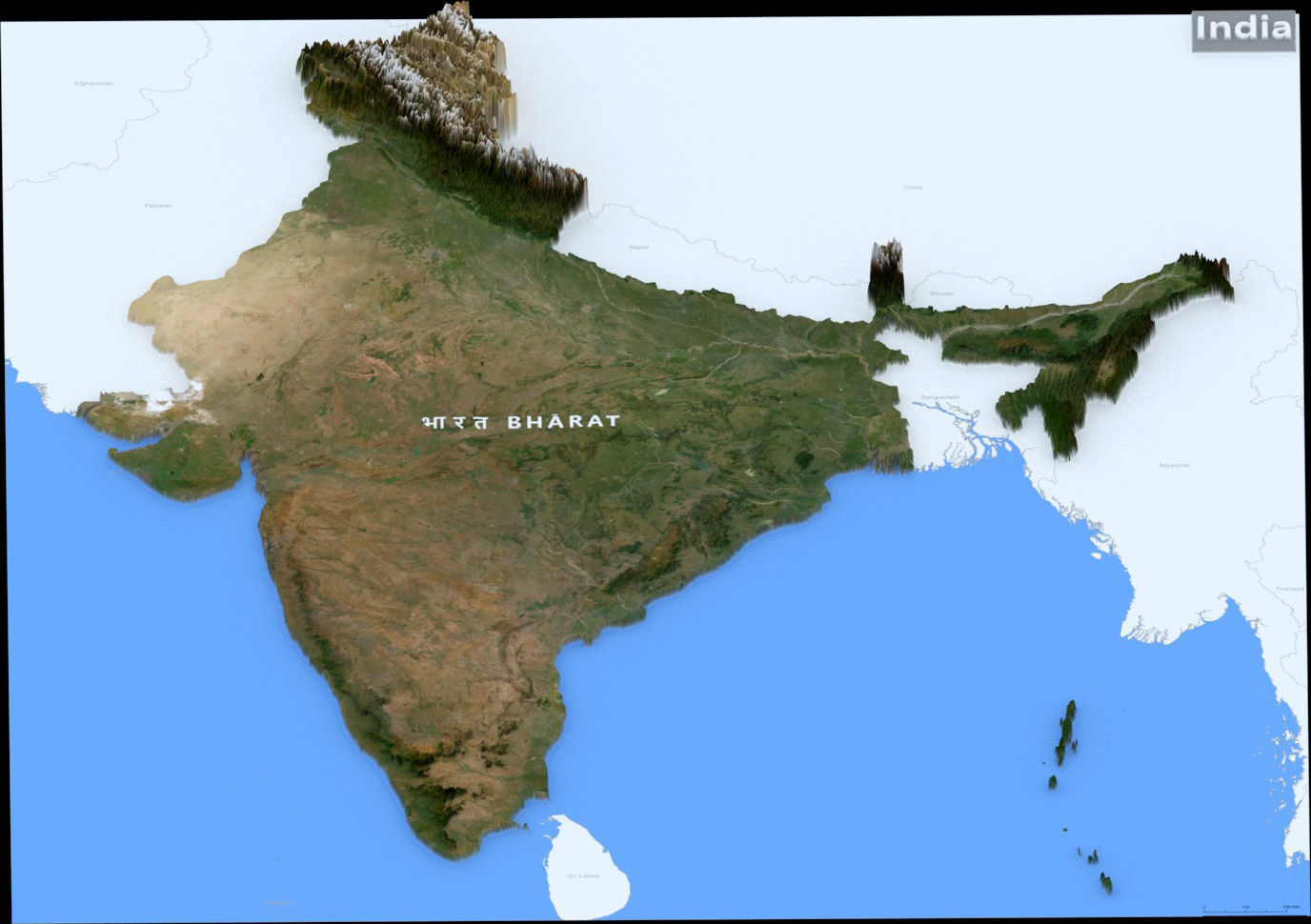 INDIA mainland 3D Terrain Topography MODEL 3D model | CGTrader