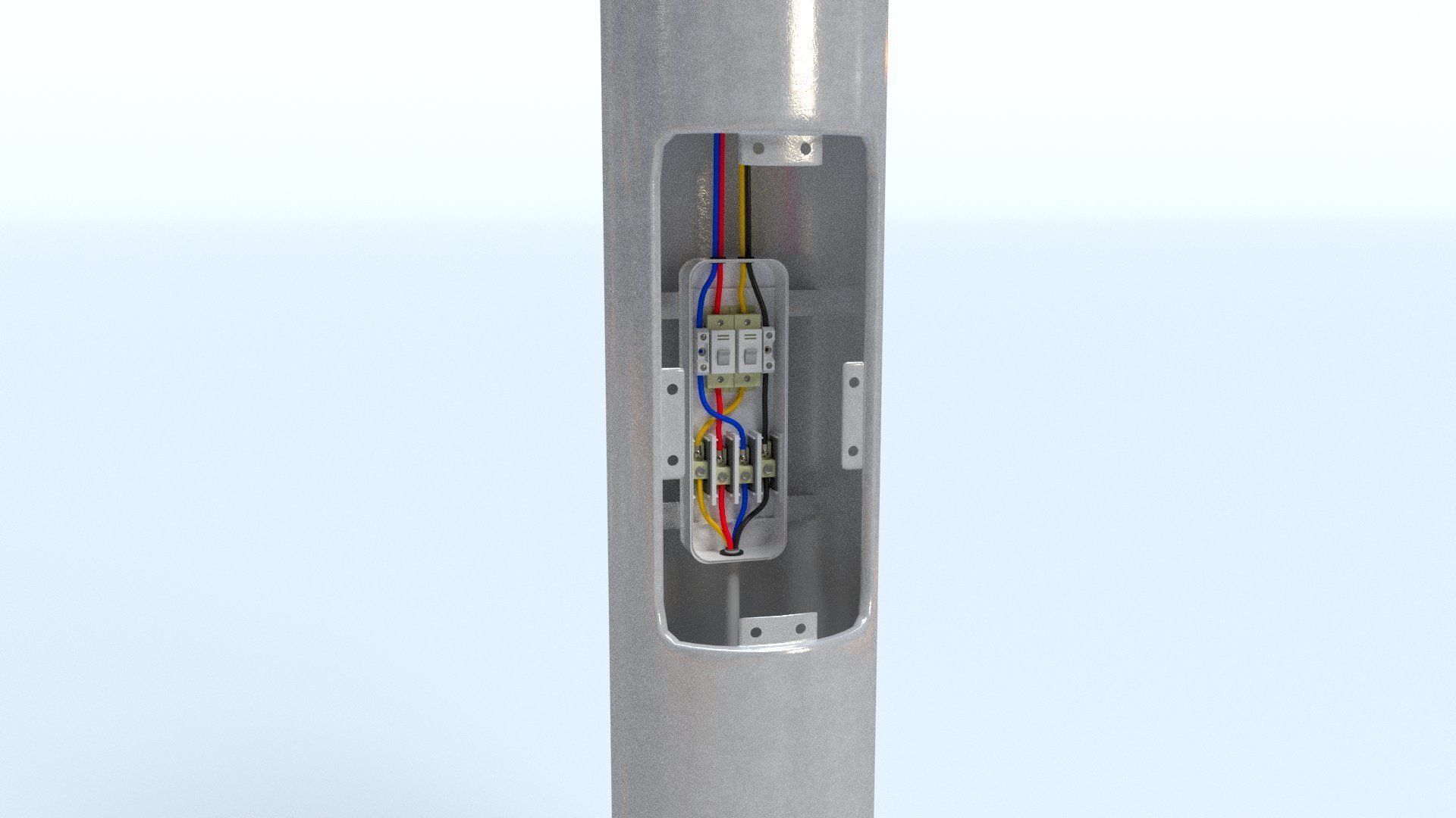 3D model Street Light - lamppost with internal electrics and wiring VR ...