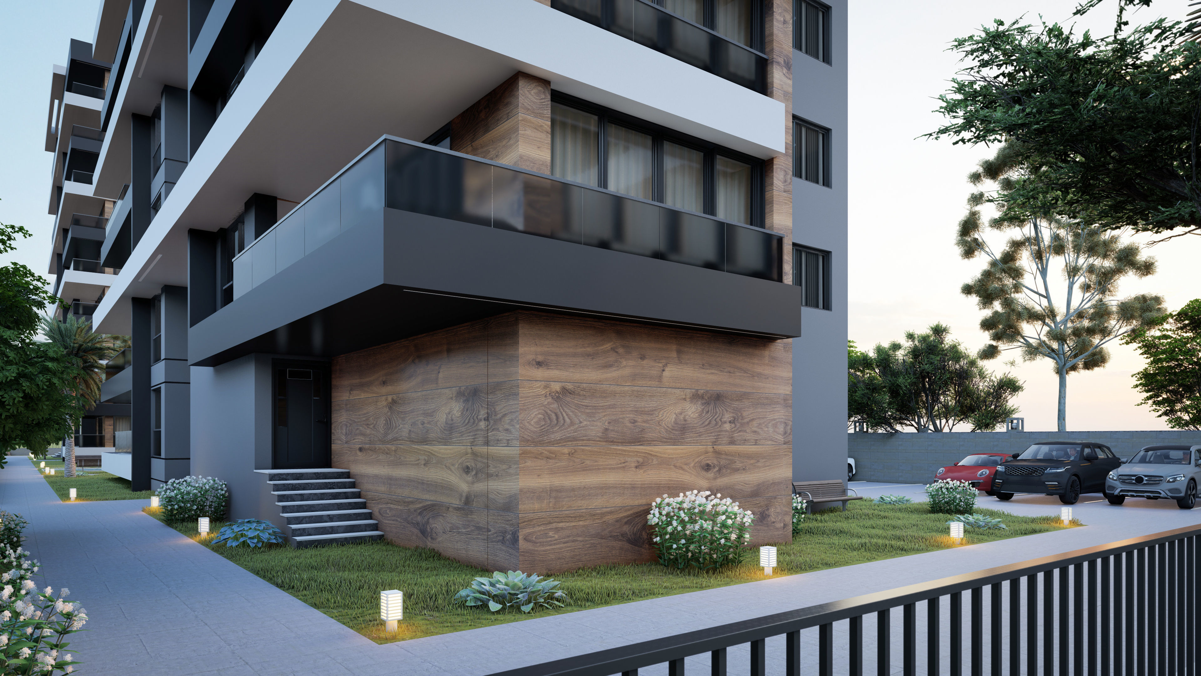 Modern two-block multi-storey site project 3D model | CGTrader