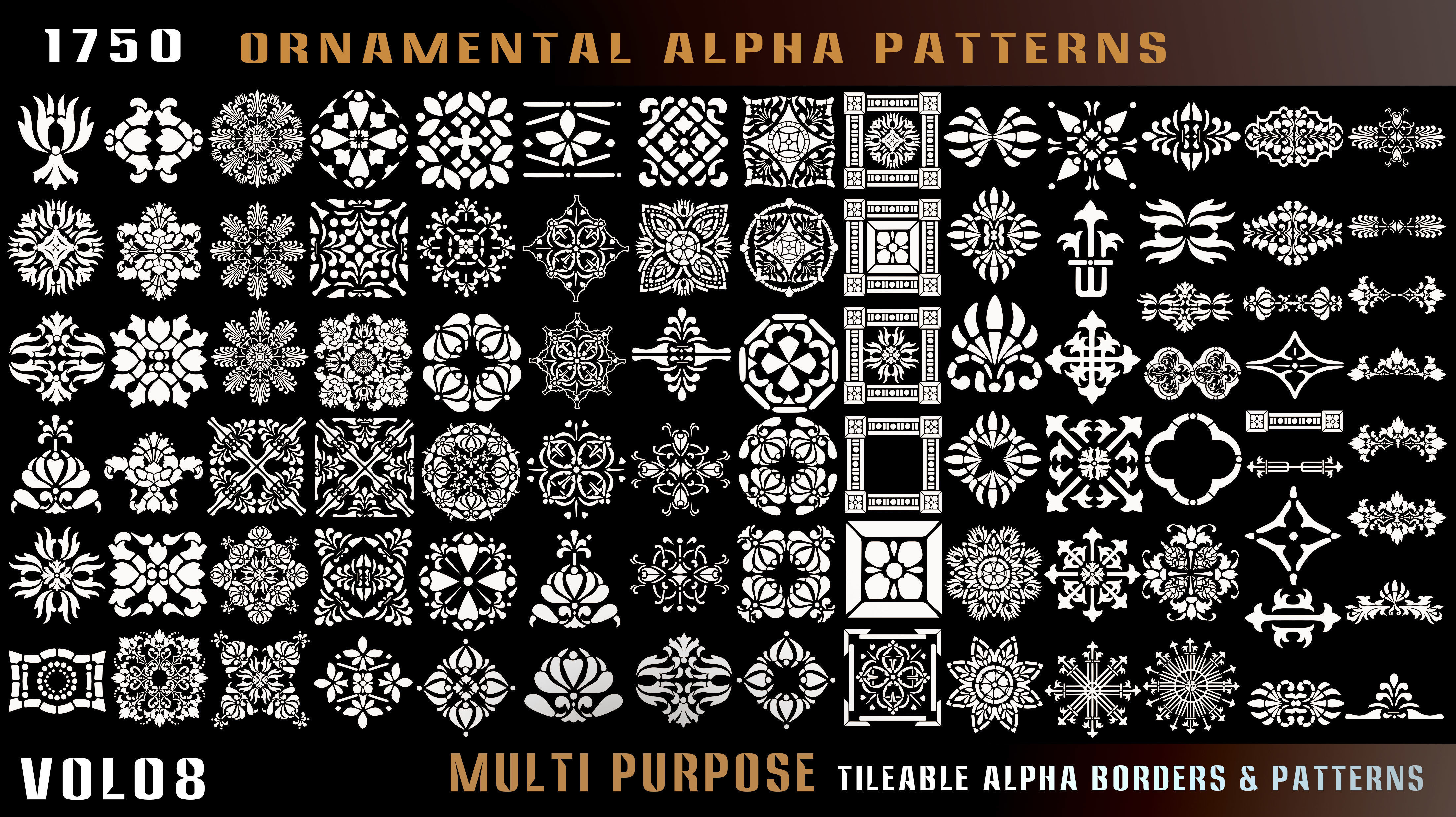 1750 ornamental single and seamless alpha patterns-vol08 Texture | CGTrader