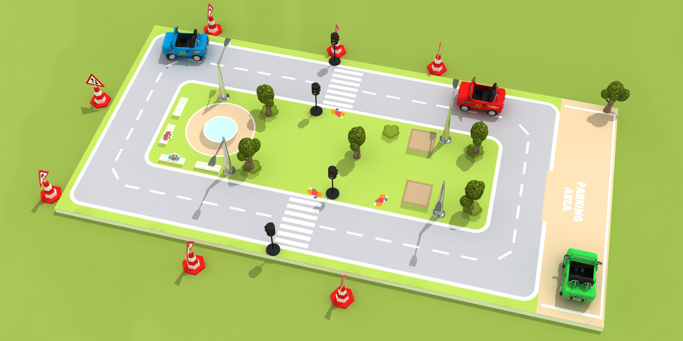 LowPoly Toy Car Traffic Set Cartoon Game 3D model | CGTrader