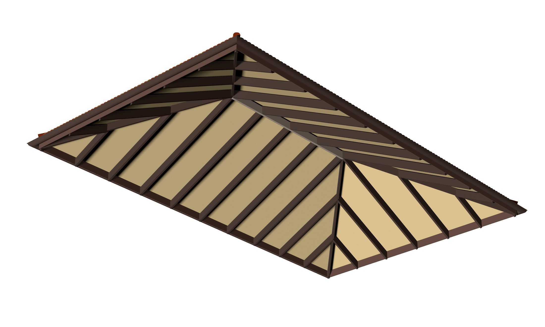 Hip roof with clay tile 2302 3D model | CGTrader