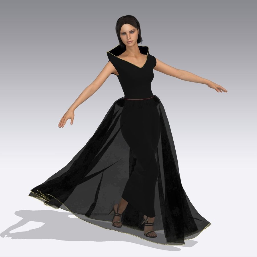 black dress 3D model animated | CGTrader