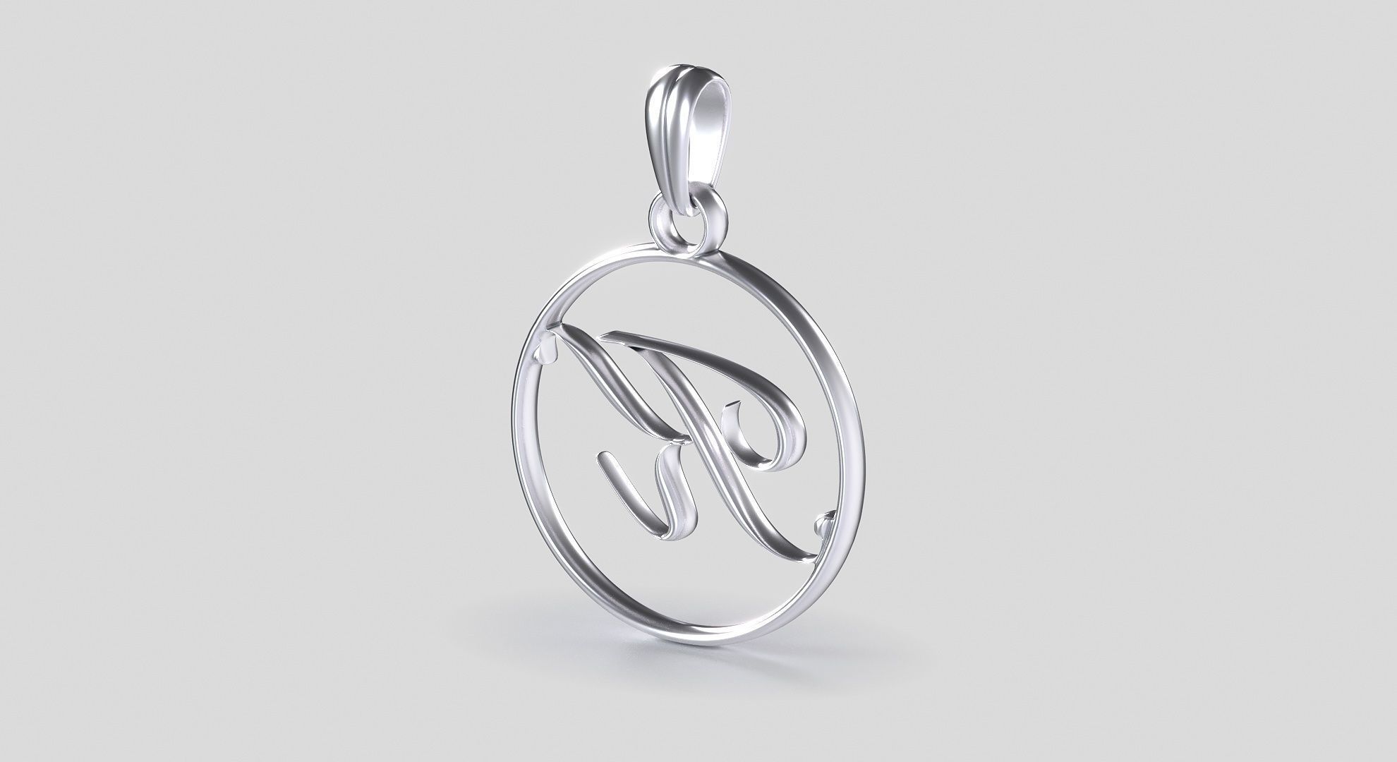 Pendant K in a circle 3D model 3D printable | CGTrader
