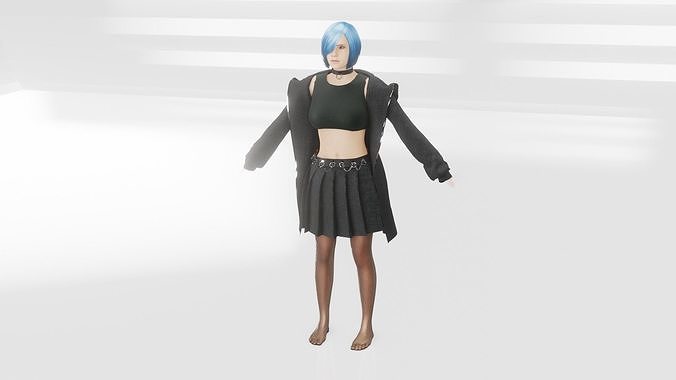 3D model E-girl outfit 4 VR / AR / low-poly | CGTrader