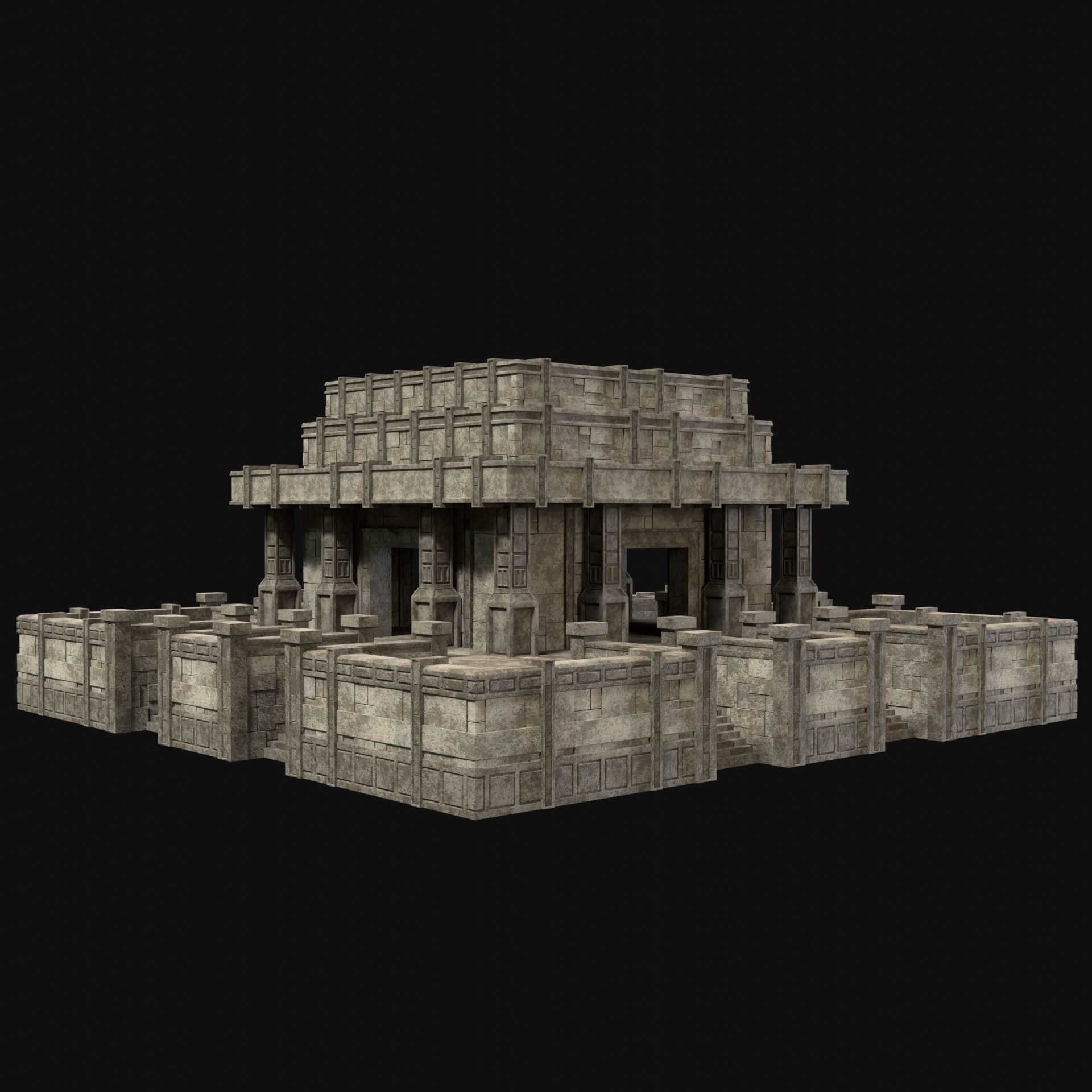 3D model ANCIENT TEMPLE PYRAMID AZTEC MAYAN INCA PLATFORM RUIN ...