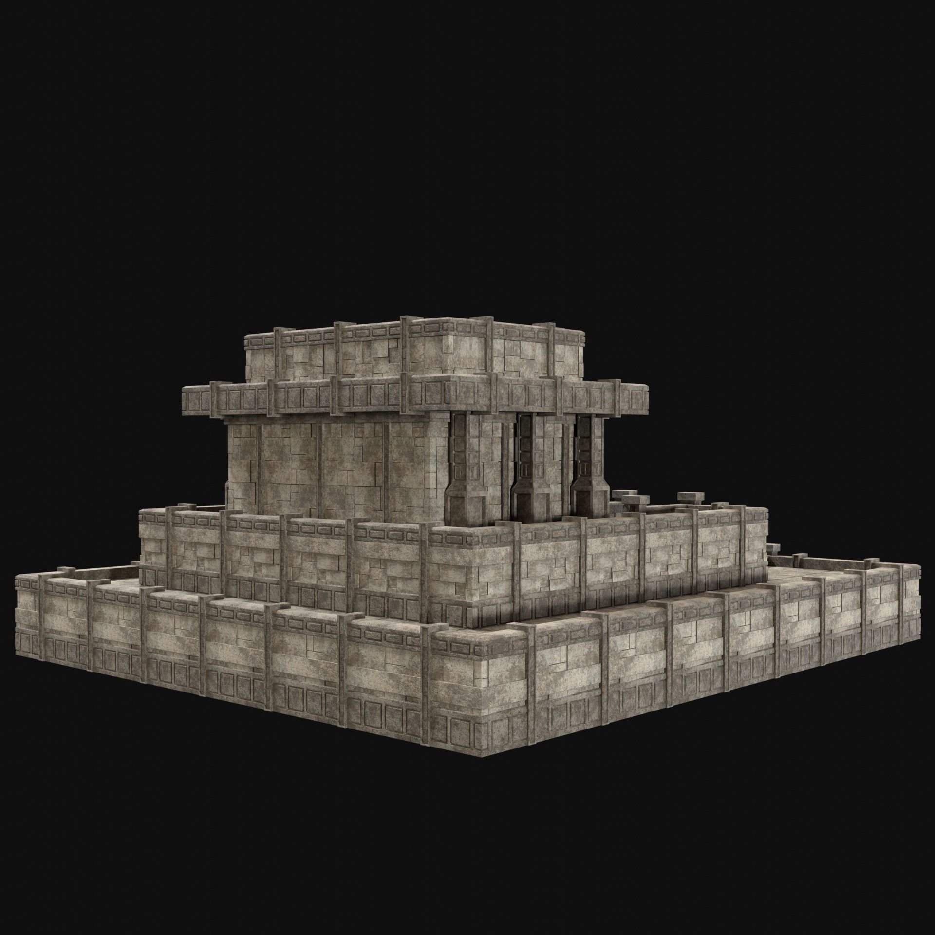 3D model ANCIENT TEMPLE PYRAMID AZTEC MAYAN INCA PLATFORM RUIN ...
