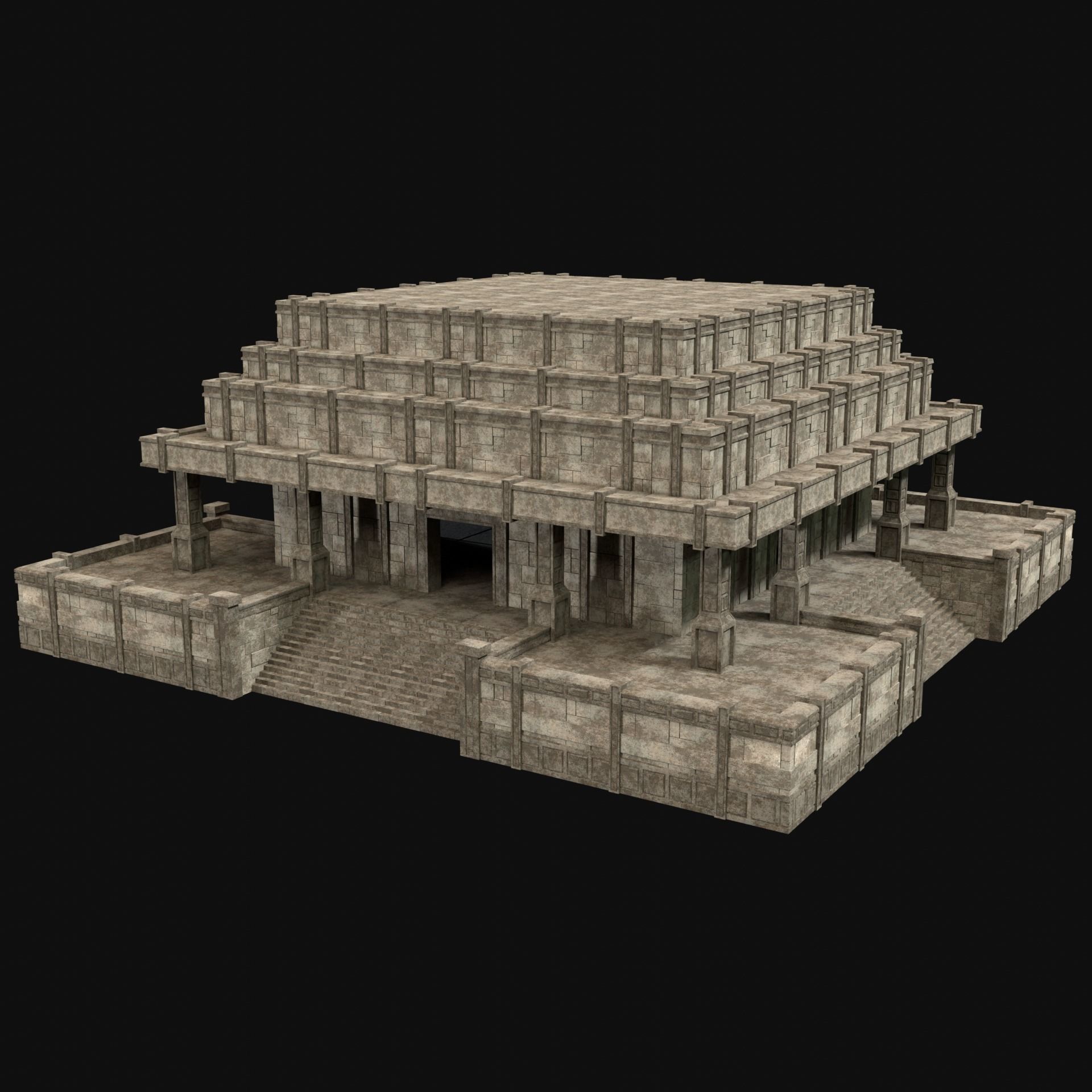 3D model ANCIENT TEMPLE PYRAMID AZTEC MAYAN INCA PLATFORM RUIN ...