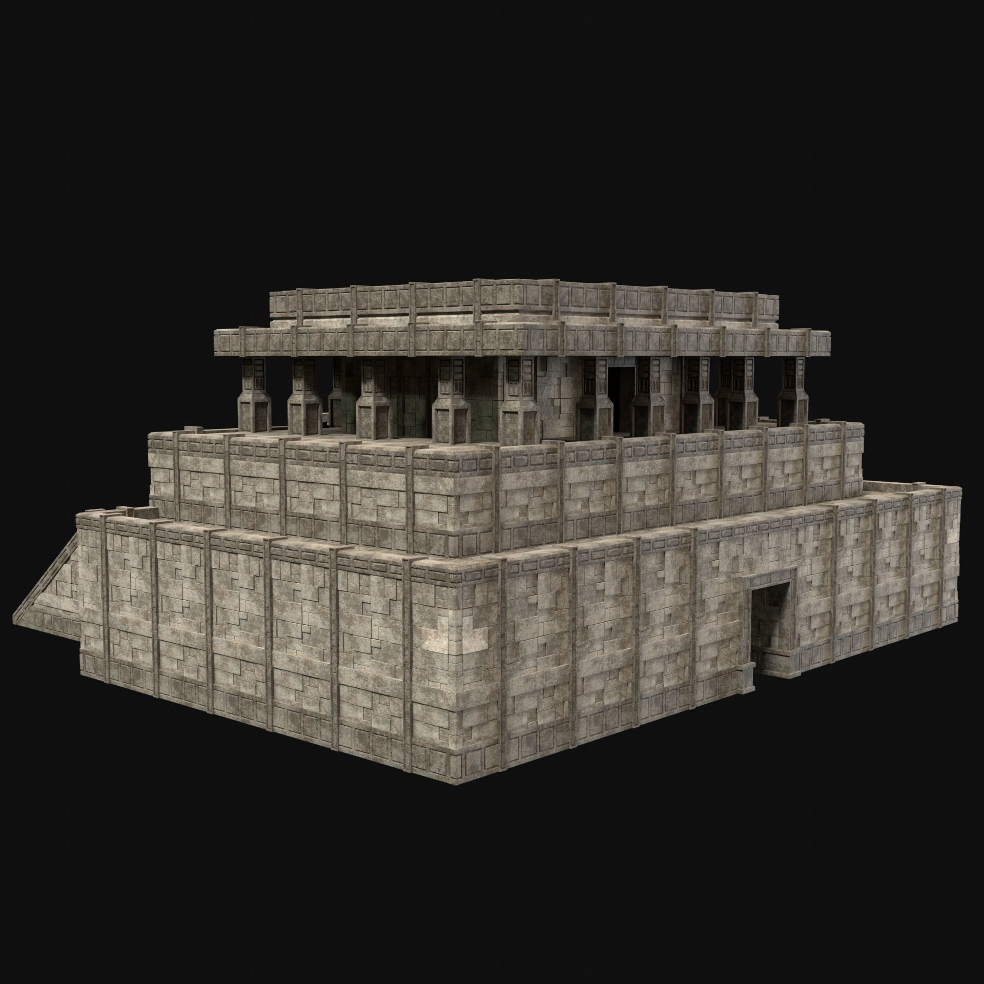 3D model ANCIENT TEMPLE PYRAMID AZTEC MAYAN INCA PLATFORM RUIN ...