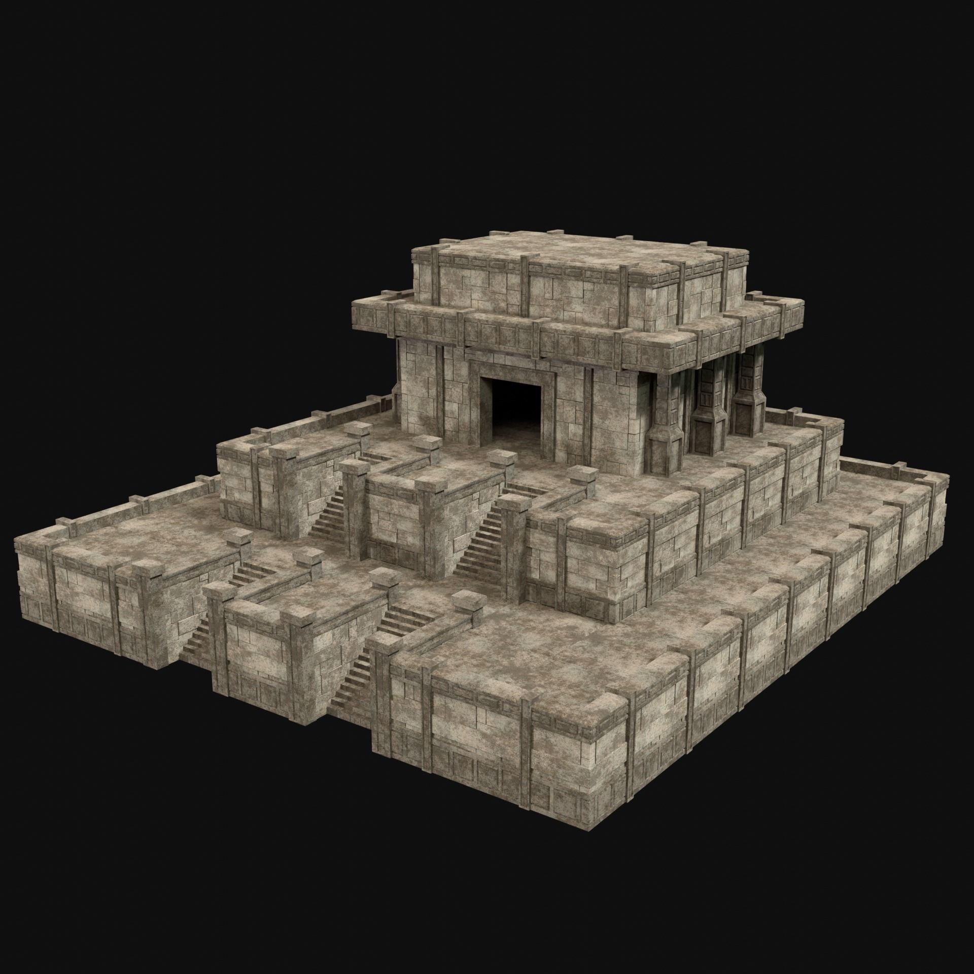 3D model ANCIENT TEMPLE PYRAMID AZTEC MAYAN INCA PLATFORM RUIN ...