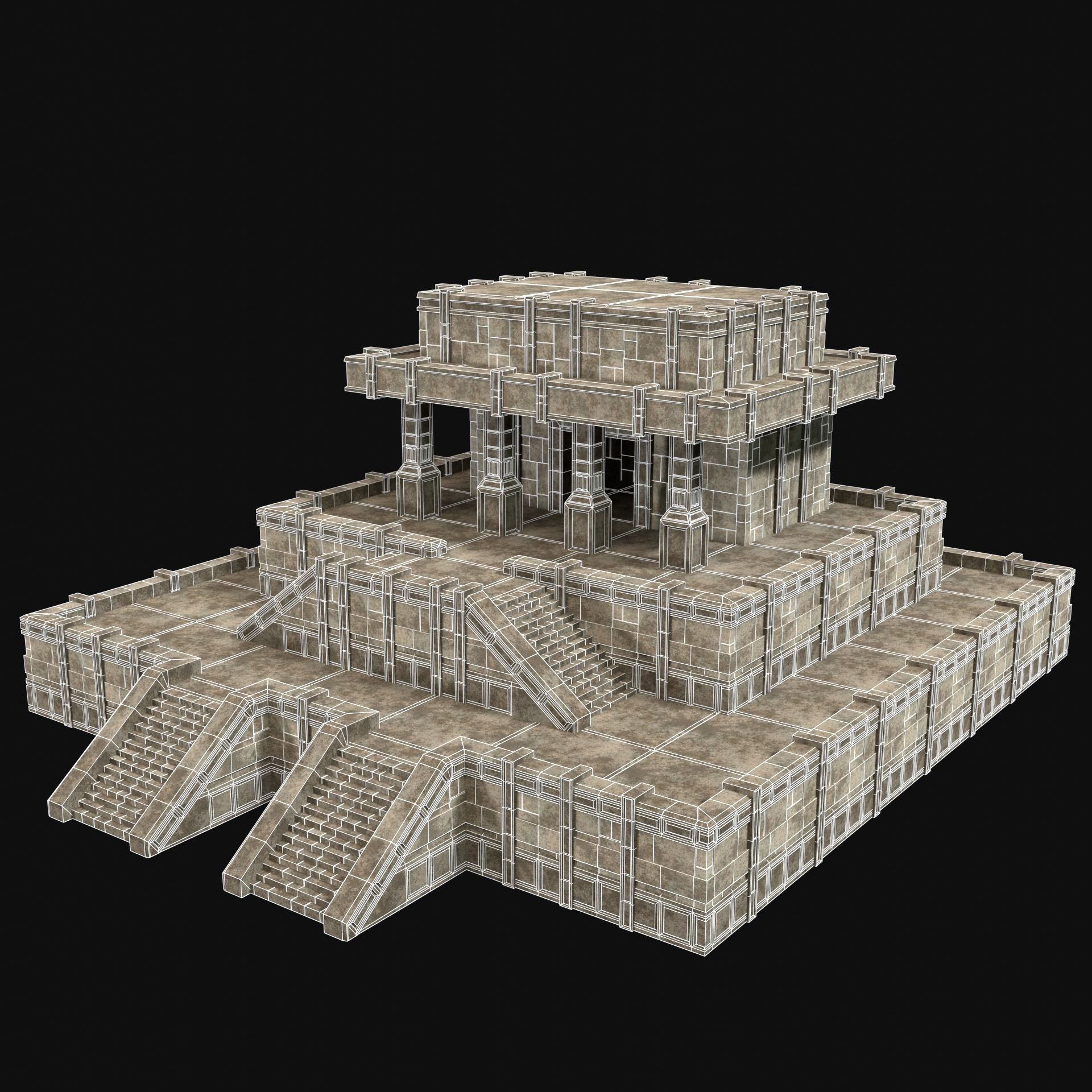 3D model ANCIENT TEMPLE PYRAMID AZTEC MAYAN INCA PLATFORM RUIN ...