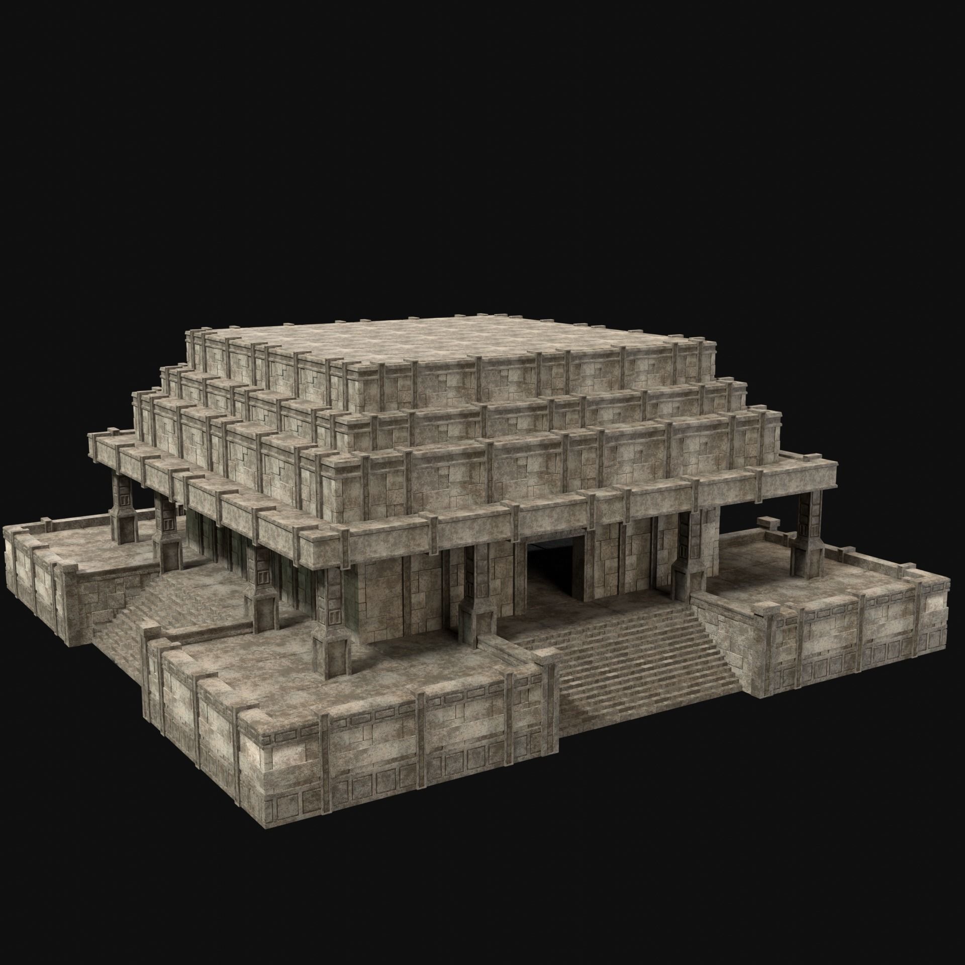 3D model ANCIENT TEMPLE PYRAMID AZTEC MAYAN INCA PLATFORM RUIN ...