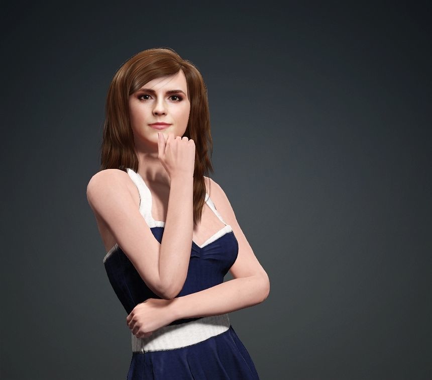 3D model Emma Watson rigged animated 2500 free animation tutorial VR ...
