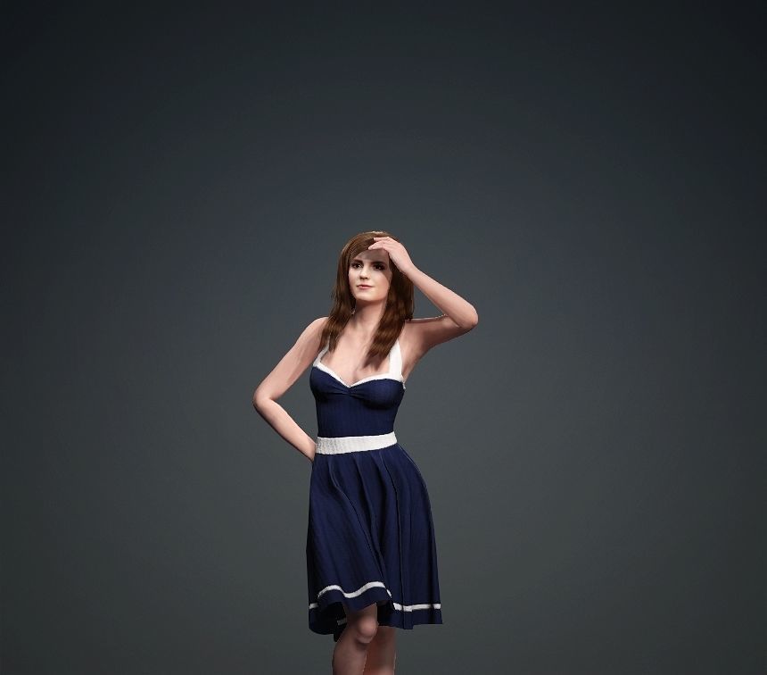 3D model Emma Watson rigged animated 2500 free animation tutorial VR ...