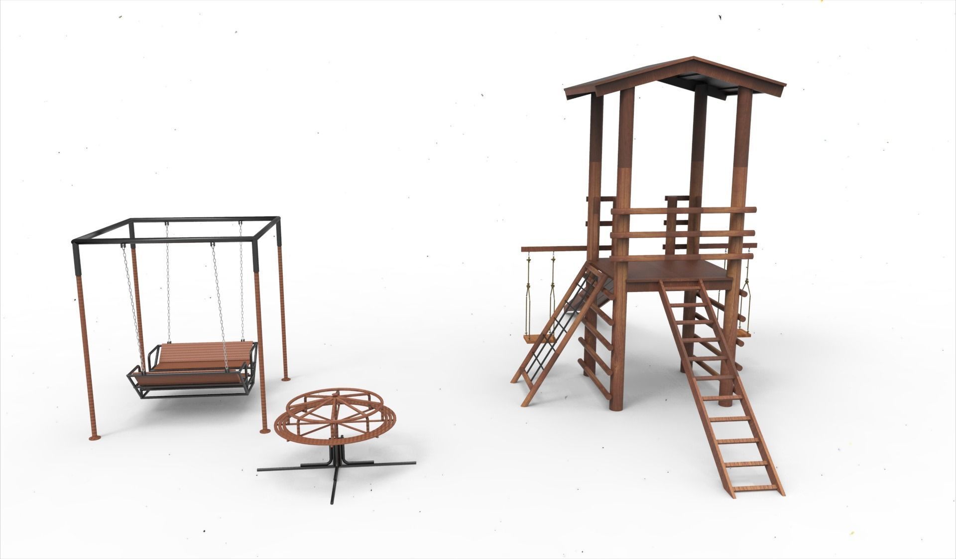 minimalist wooden playground 3D model | CGTrader