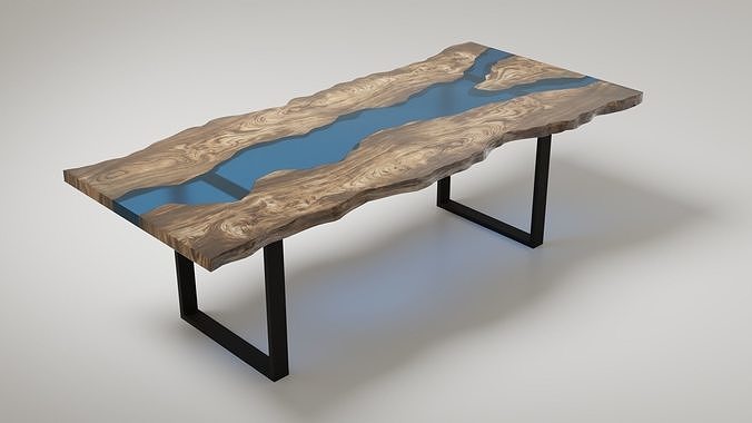 Live Edge Wood Table with Resin River 3D model | CGTrader