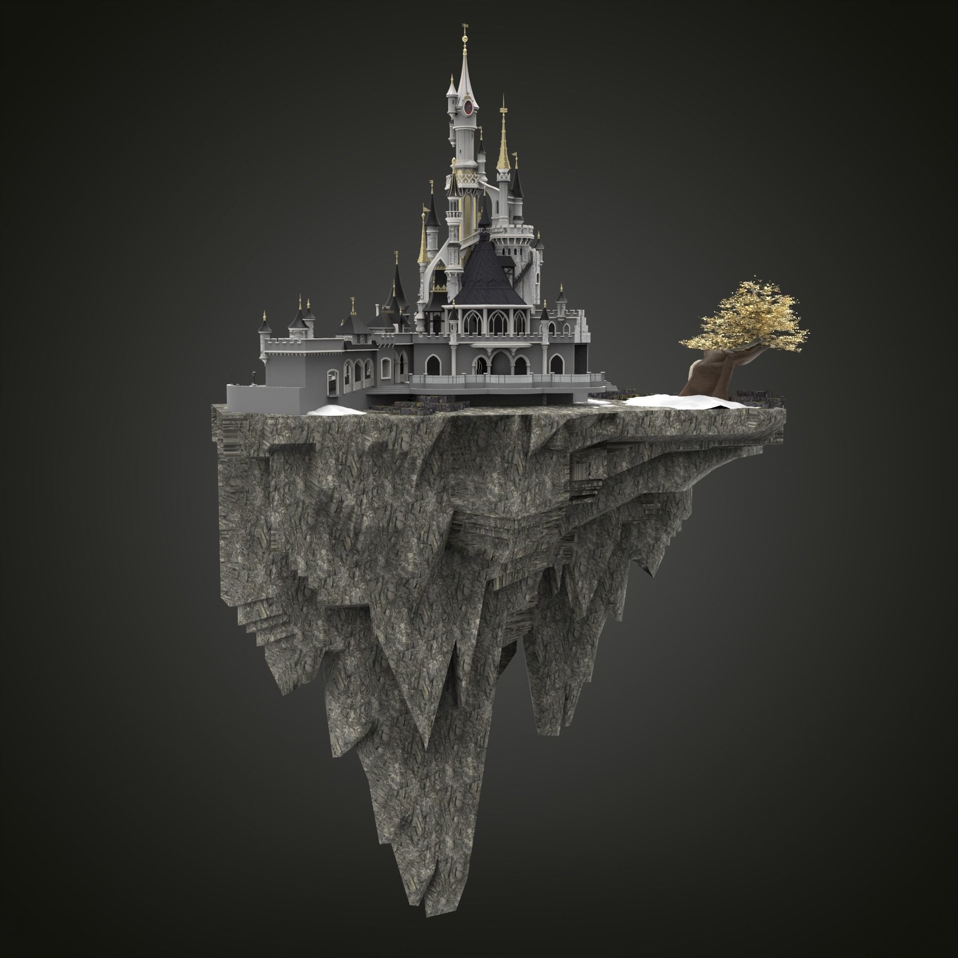 Flying Castle island 3D model | CGTrader
