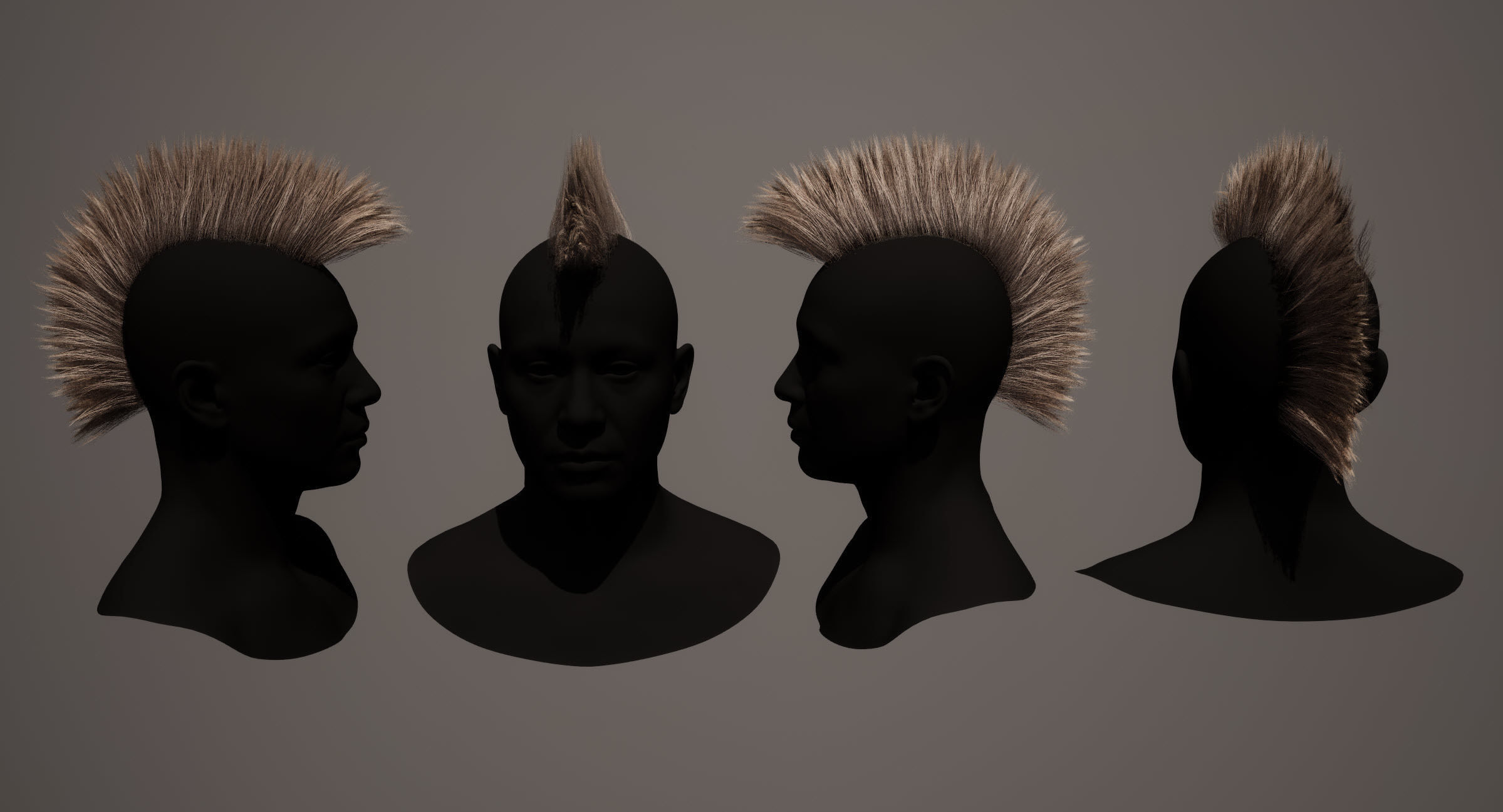 3D model Real time mohawk hair VR / AR / low-poly | CGTrader
