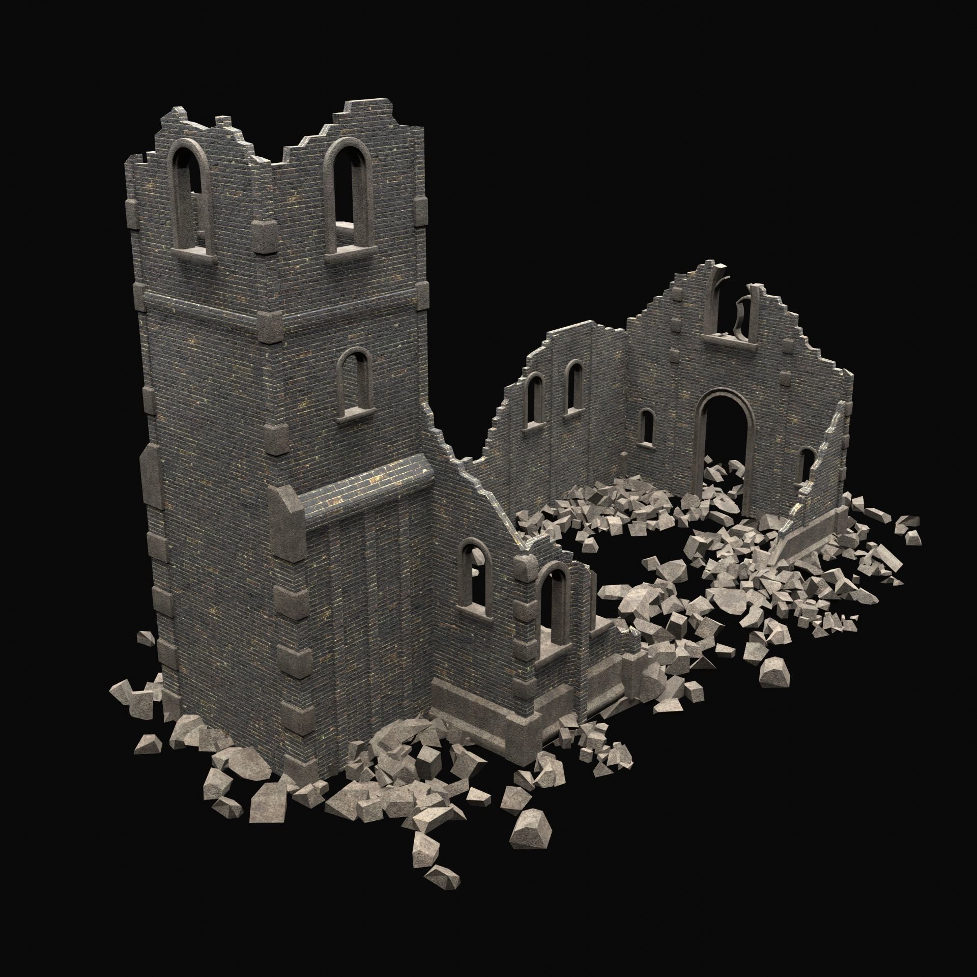 3D model RUINED RUIN MEDIEVAL CHURCH TEMPLE GOTHIC CASTLE COLLECTION VR ...