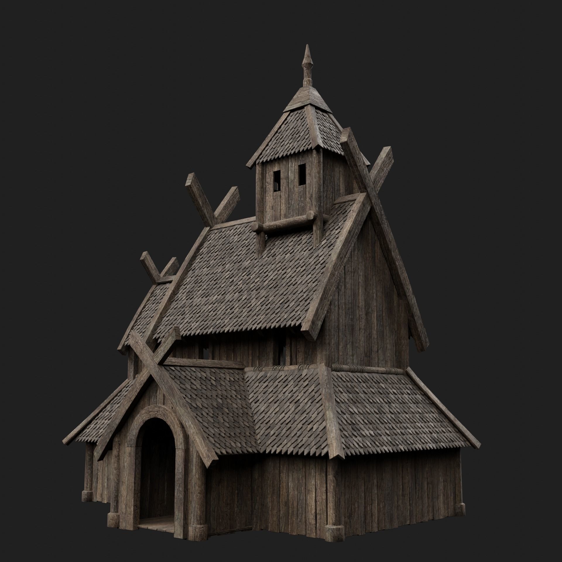 3D model VIKING WOODEN NORSE CHURCH GOTHIC TEMPLE AAA COLLECTION VR ...