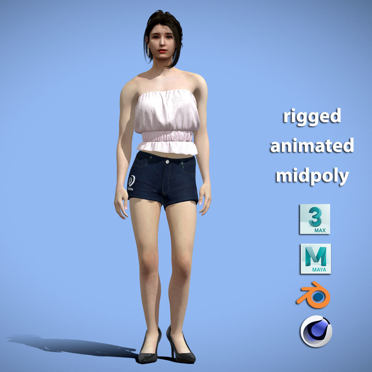 Casual Girl standing 3D model animated rigged | CGTrader