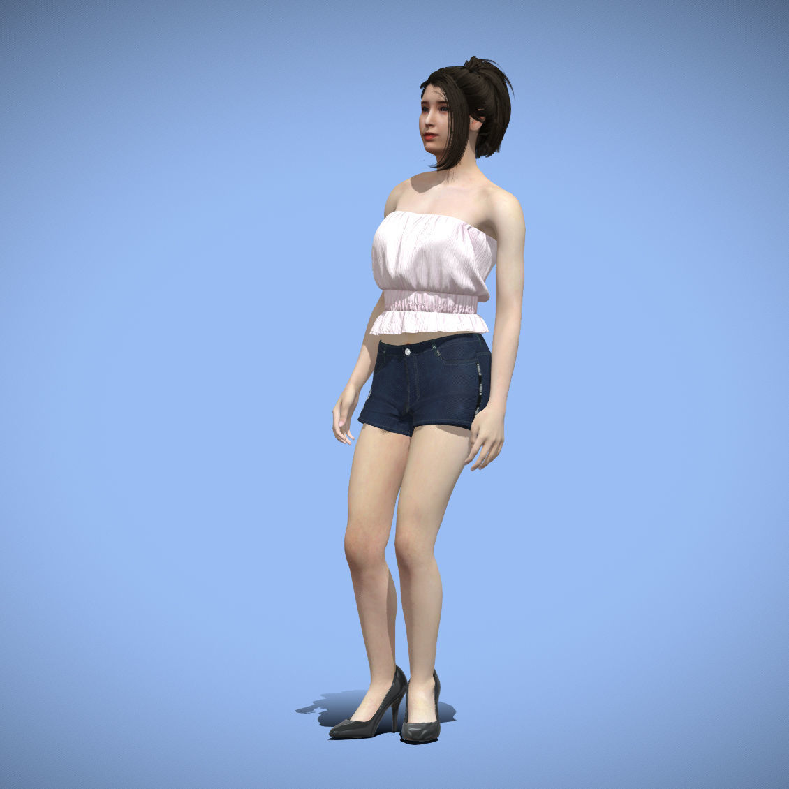 Casual Girl standing 3D model animated rigged | CGTrader
