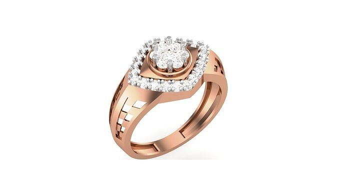 Mens Groom Gents Diamond Ring 3dm stl obj mtl 3mf glb 3D model 3D printable | CGTrader