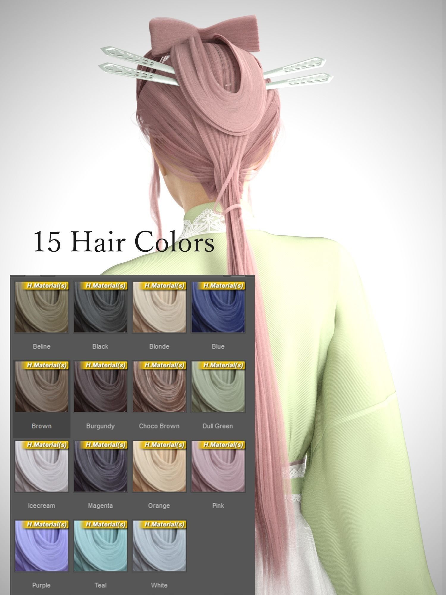 Magpie Hair For Genesis 8 Female 3D model rigged | CGTrader