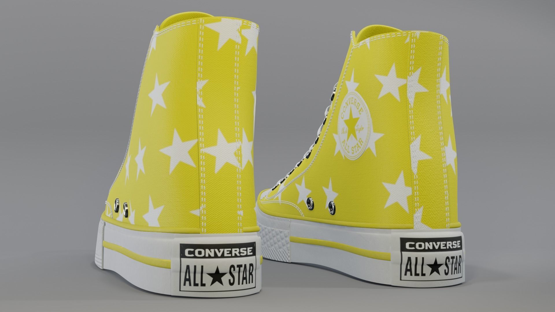 Basketball Leather Shoes Converse All Star Yellow Stars 3D model | CGTrader