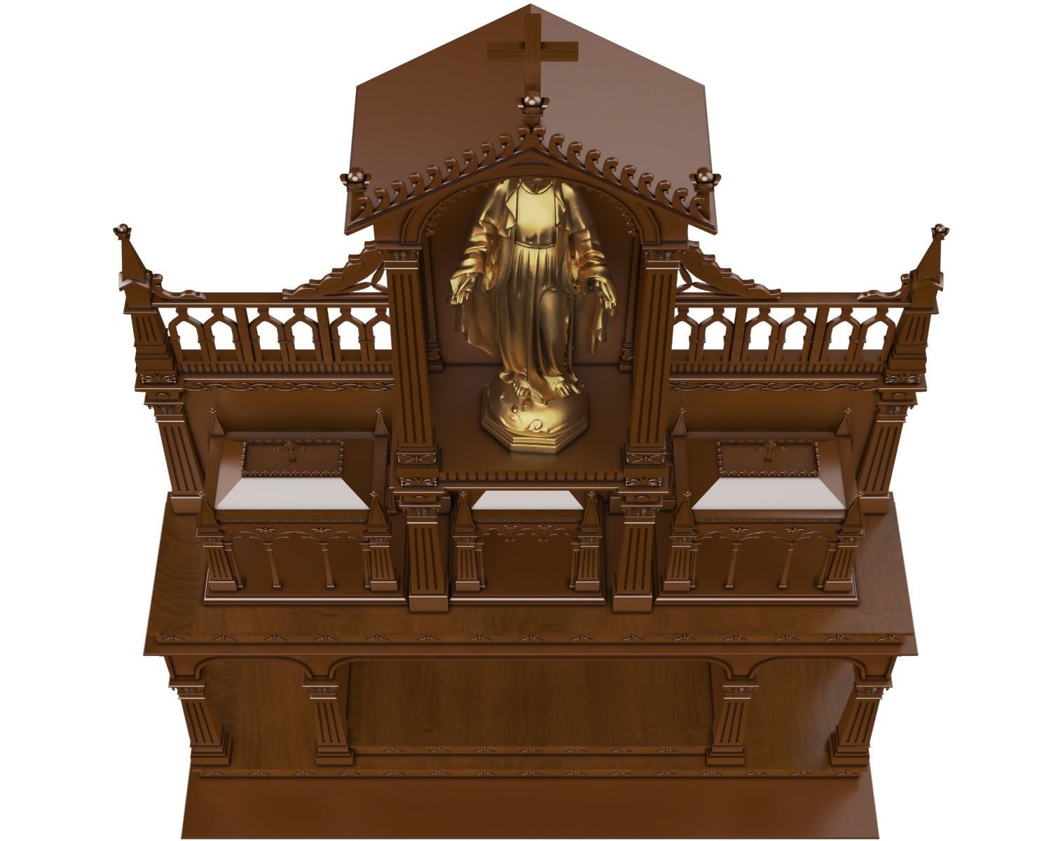 wooden christian altar luxury golden statue of god 3D model | CGTrader