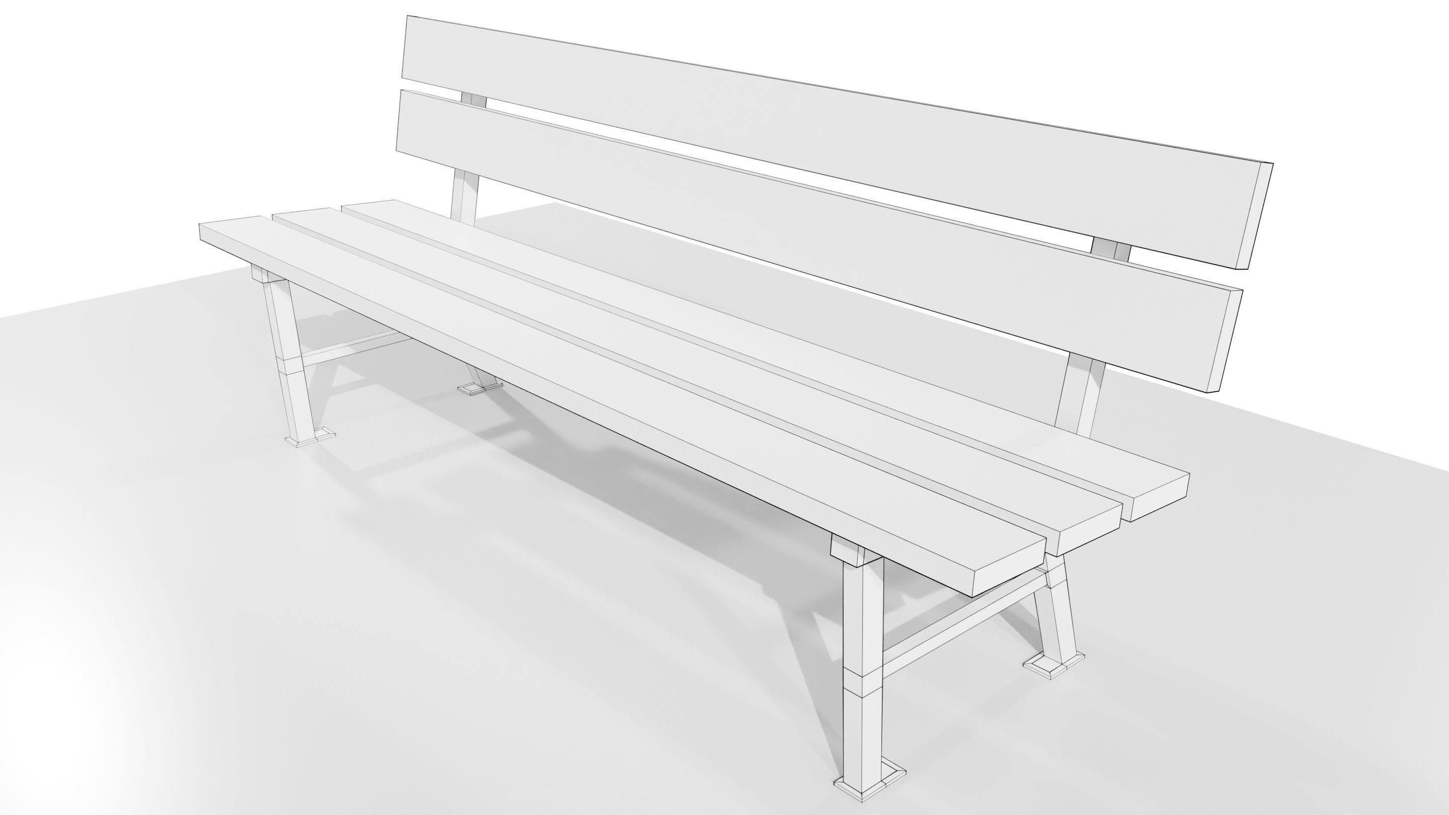 Wood Metal Bench 3D model | CGTrader