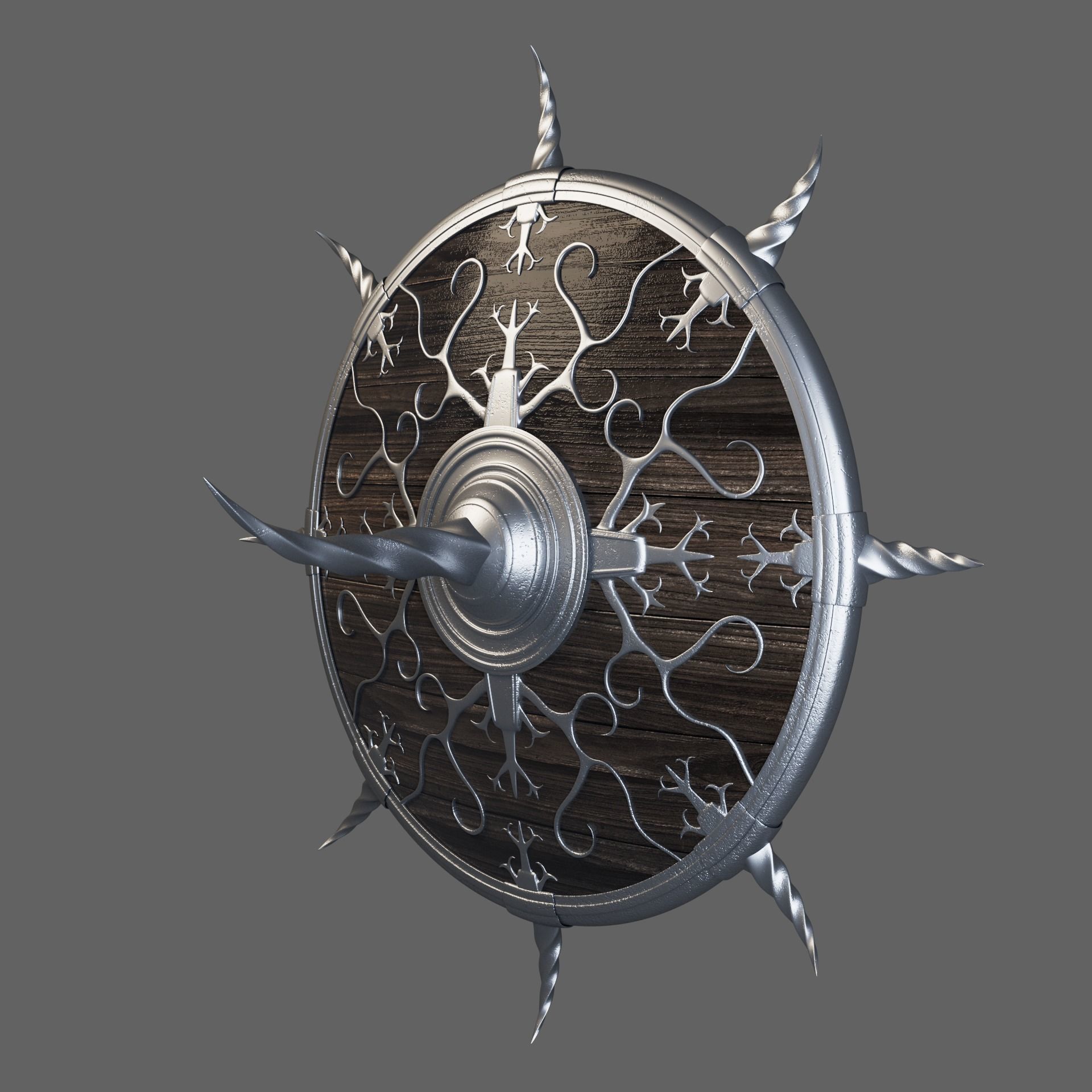 Fantasy Metal Shield 3D model | CGTrader