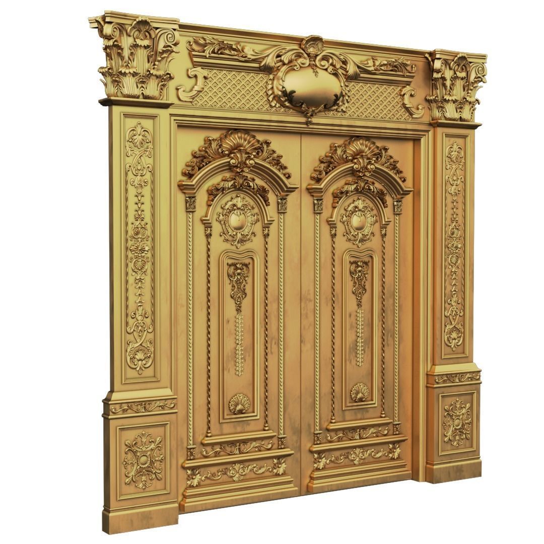 Royal style gold plated classic door 3D model | CGTrader