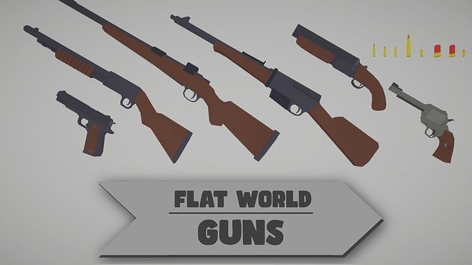 3D model Flat World - Guns With Skins - Rigged and Animated VR / AR ...