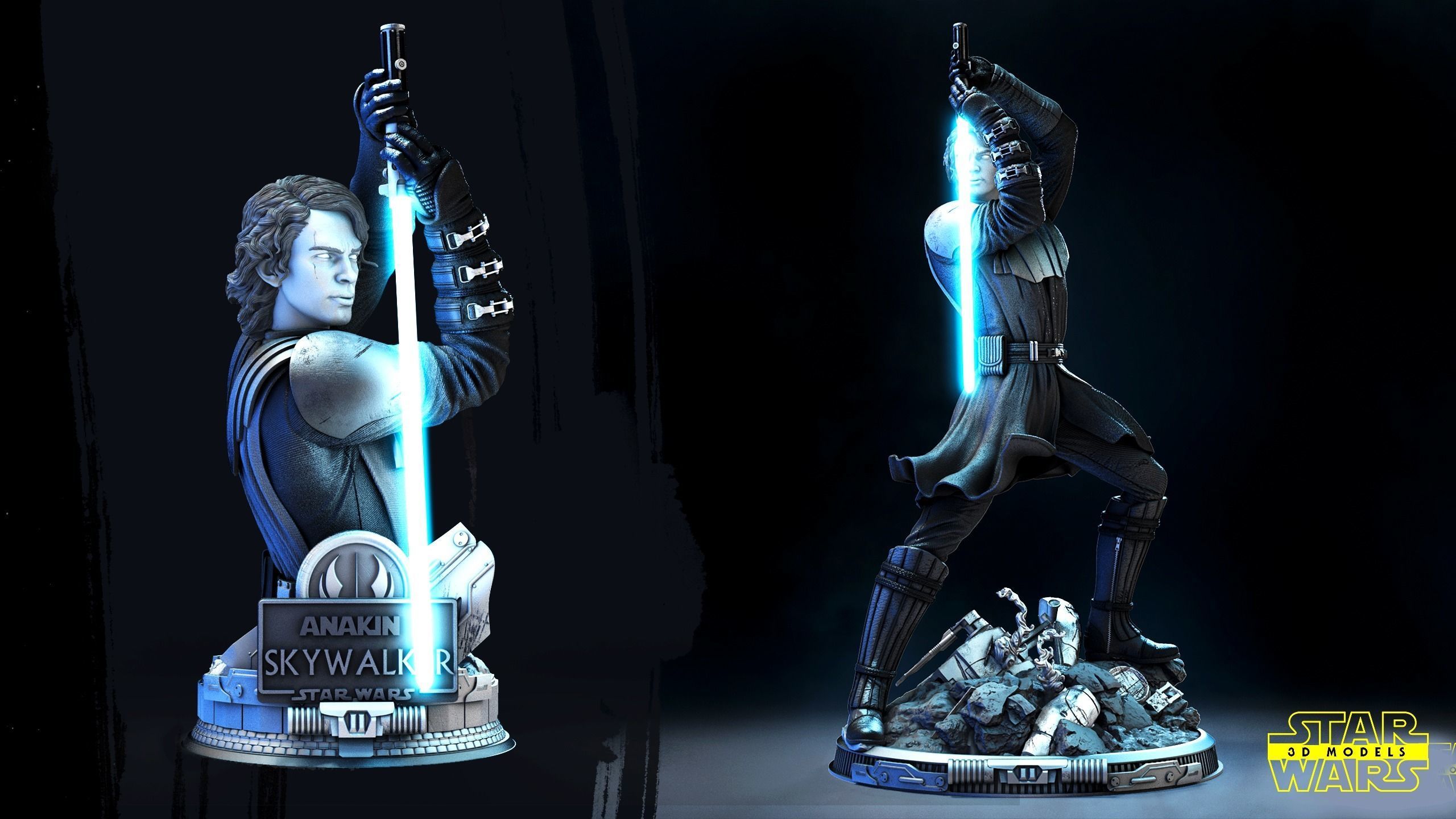 Anakin Skywalker Clone Wars Bust Star Wars 3D Models 3D model 3D ...