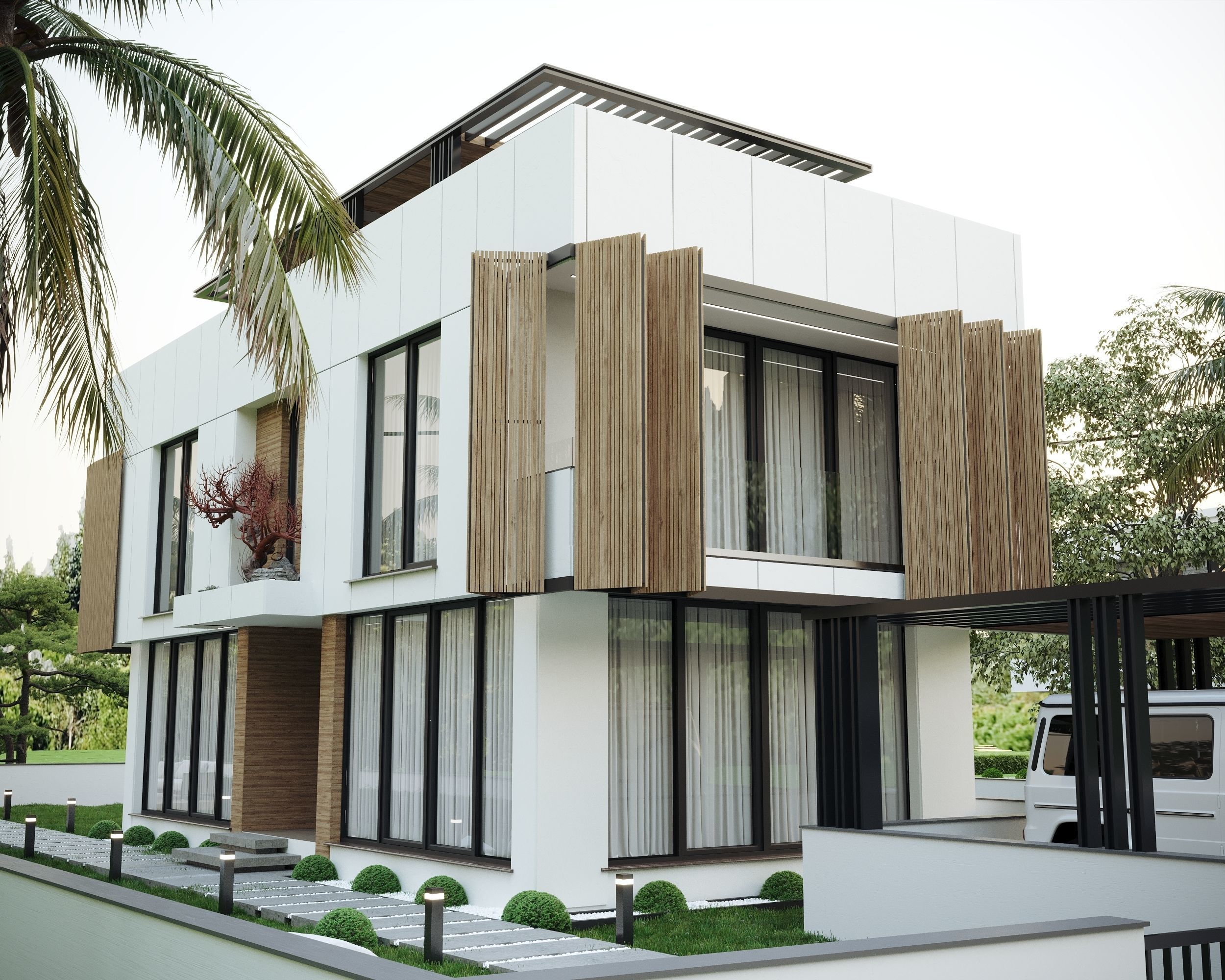 3D model modern villa exterior 3ds max render VR / AR / low-poly | CGTrader