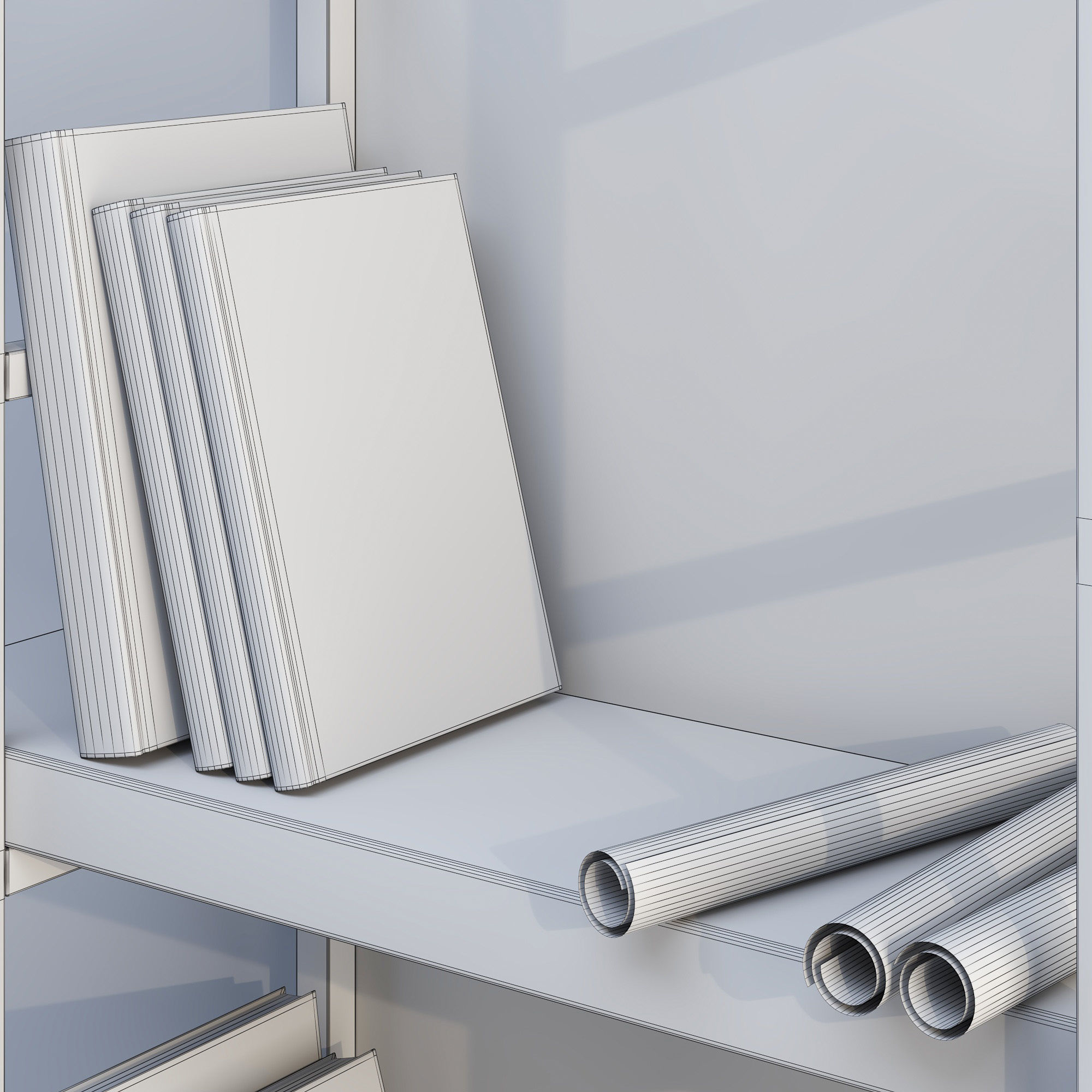Modern minimal bookcase with an open book 3D model | CGTrader