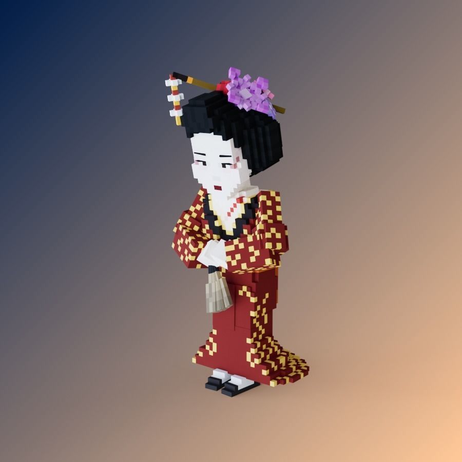 3D model Voxel Geisha VR / AR / low-poly | CGTrader