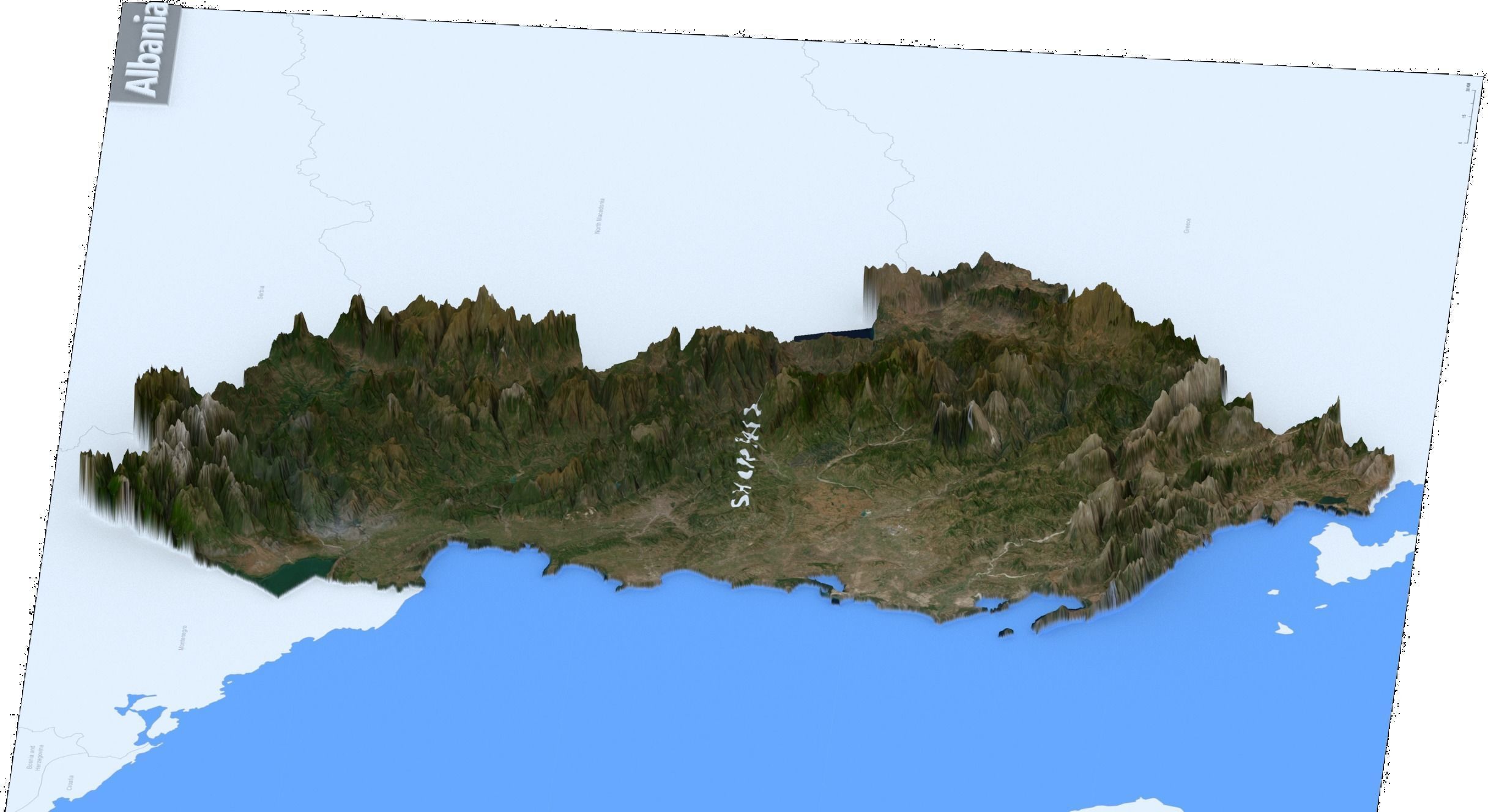 Albania Terrain Topography Elevation DEM Geography Landscape 3D model ...