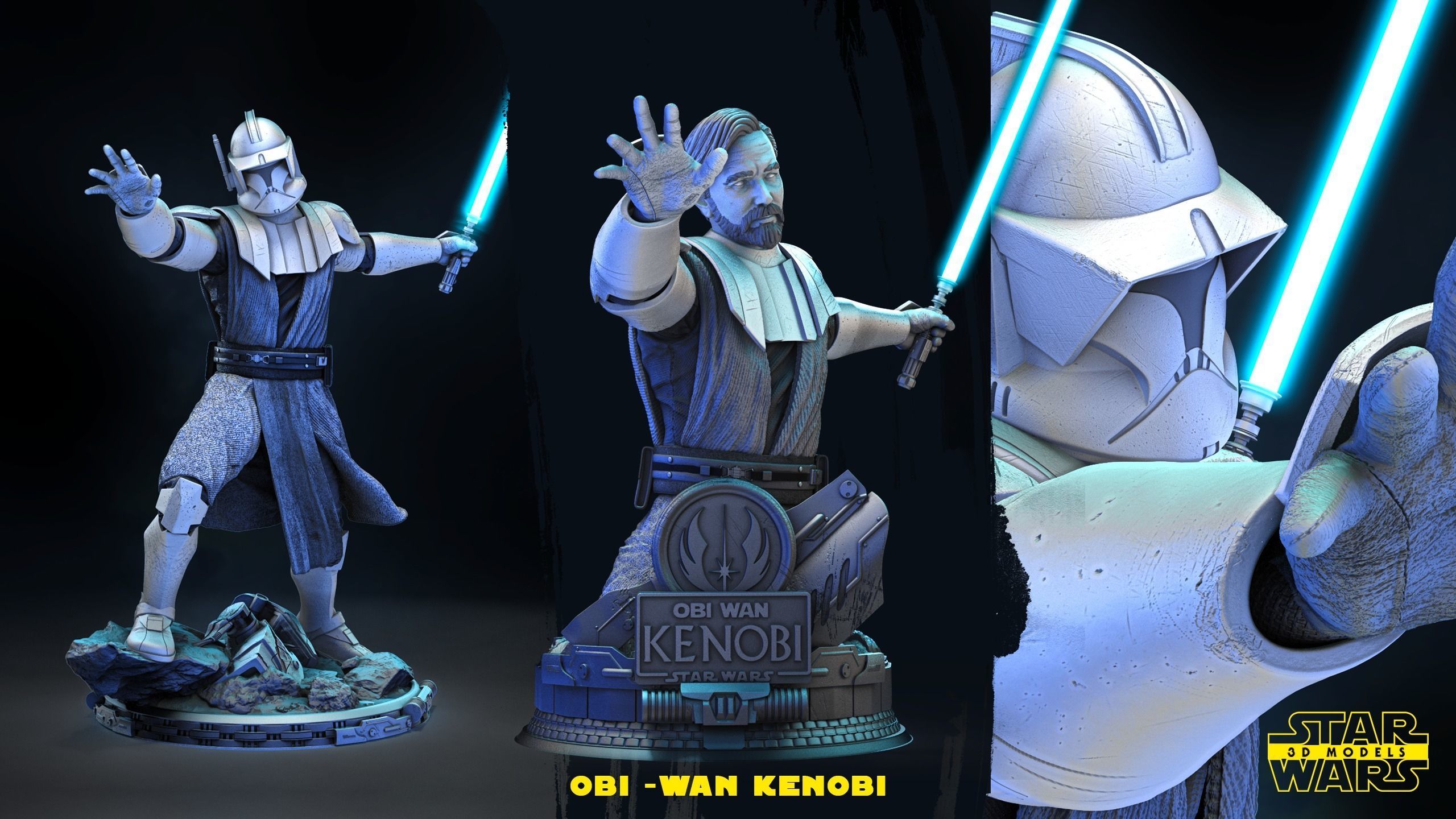 Obi Wan Kenobi Clone Wars Bust Star Wars 3D Models 3D model 3D printable | CGTrader