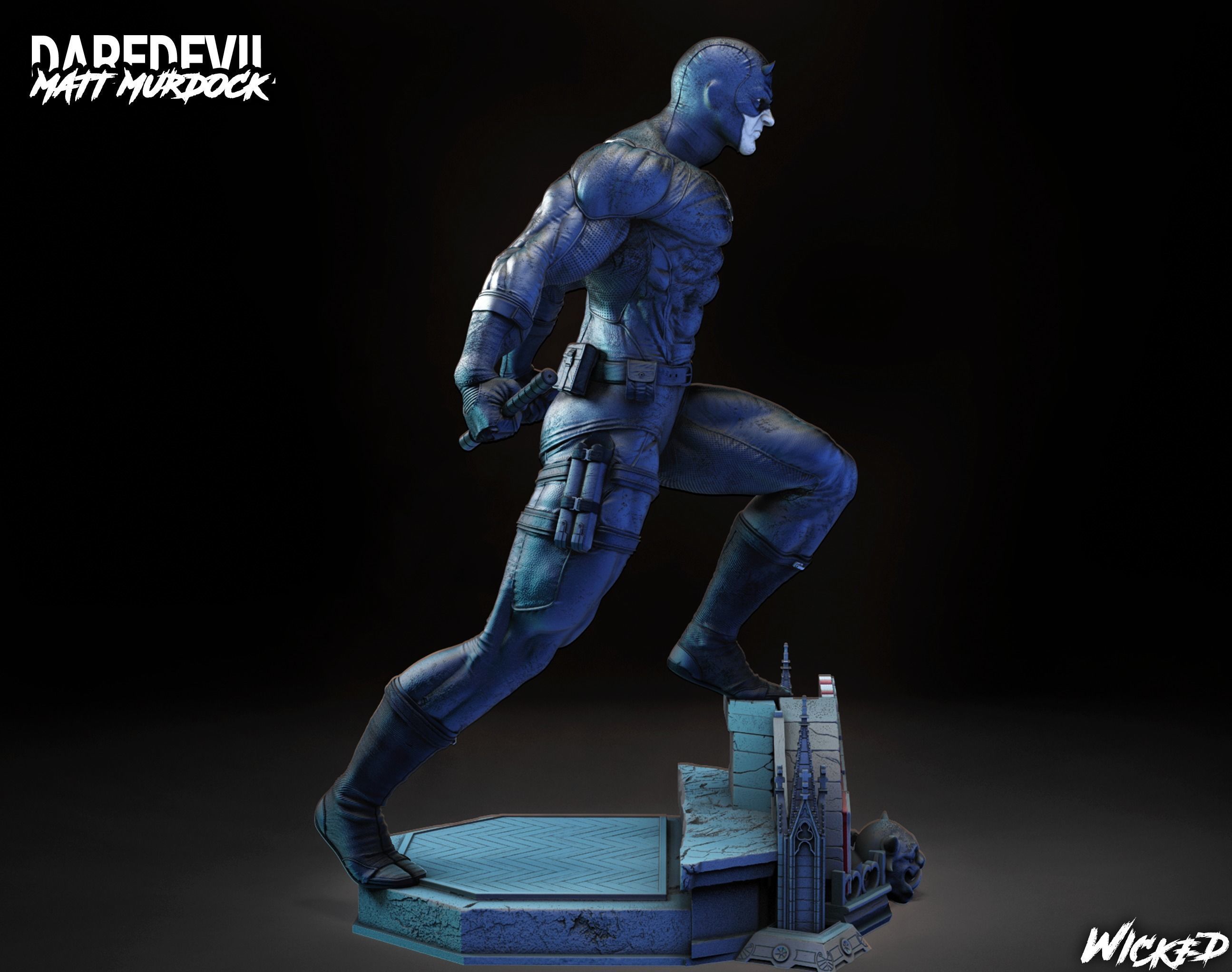 Wicked Marvel Daredevil Sculpture ready for 3d printing 3D model 3D ...