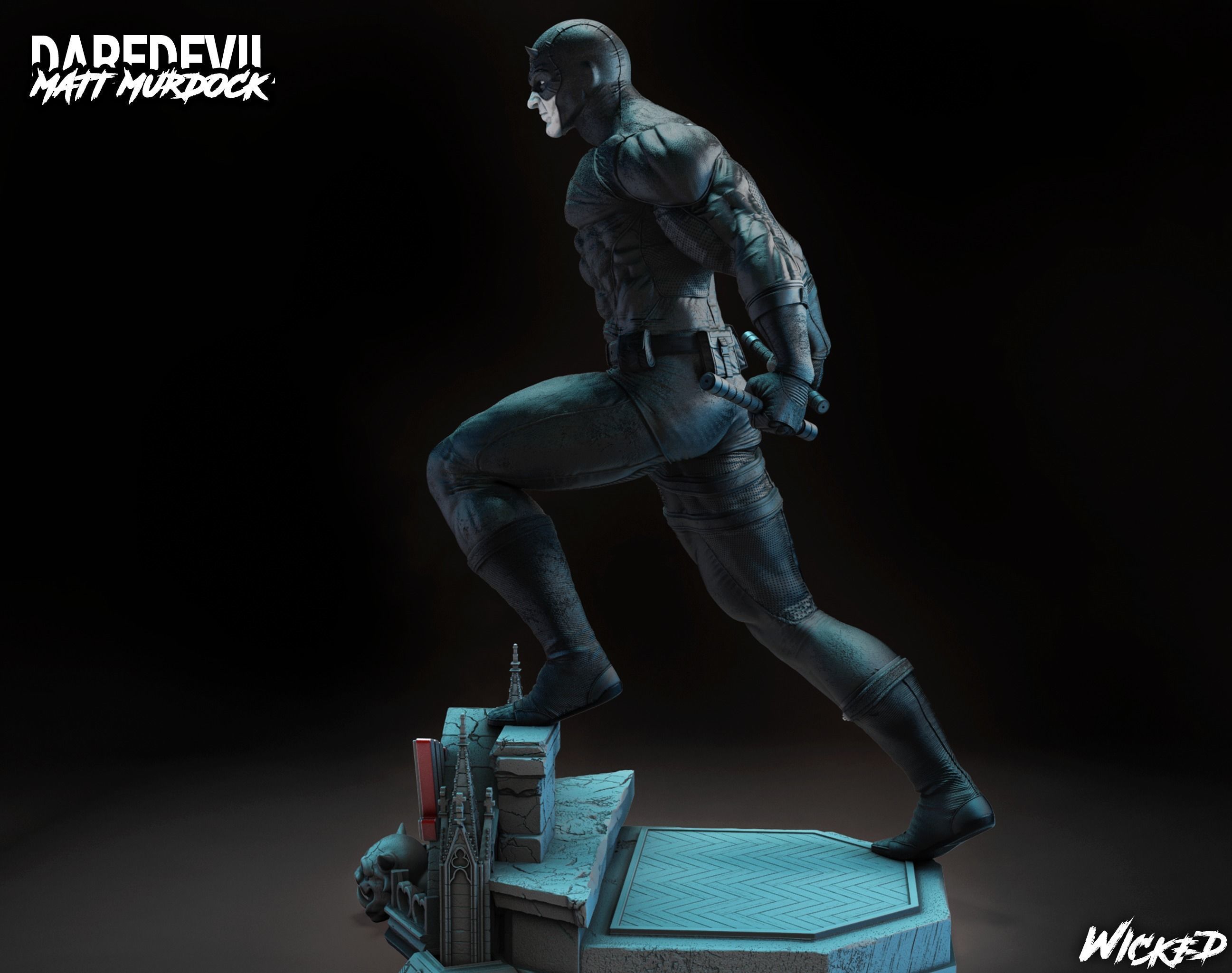 Wicked Marvel Daredevil Sculpture ready for 3d printing 3D model 3D ...