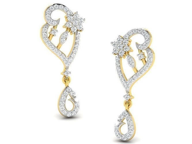 Gold Diamond Women Earring 3D print Model 3D model 3D printable | CGTrader