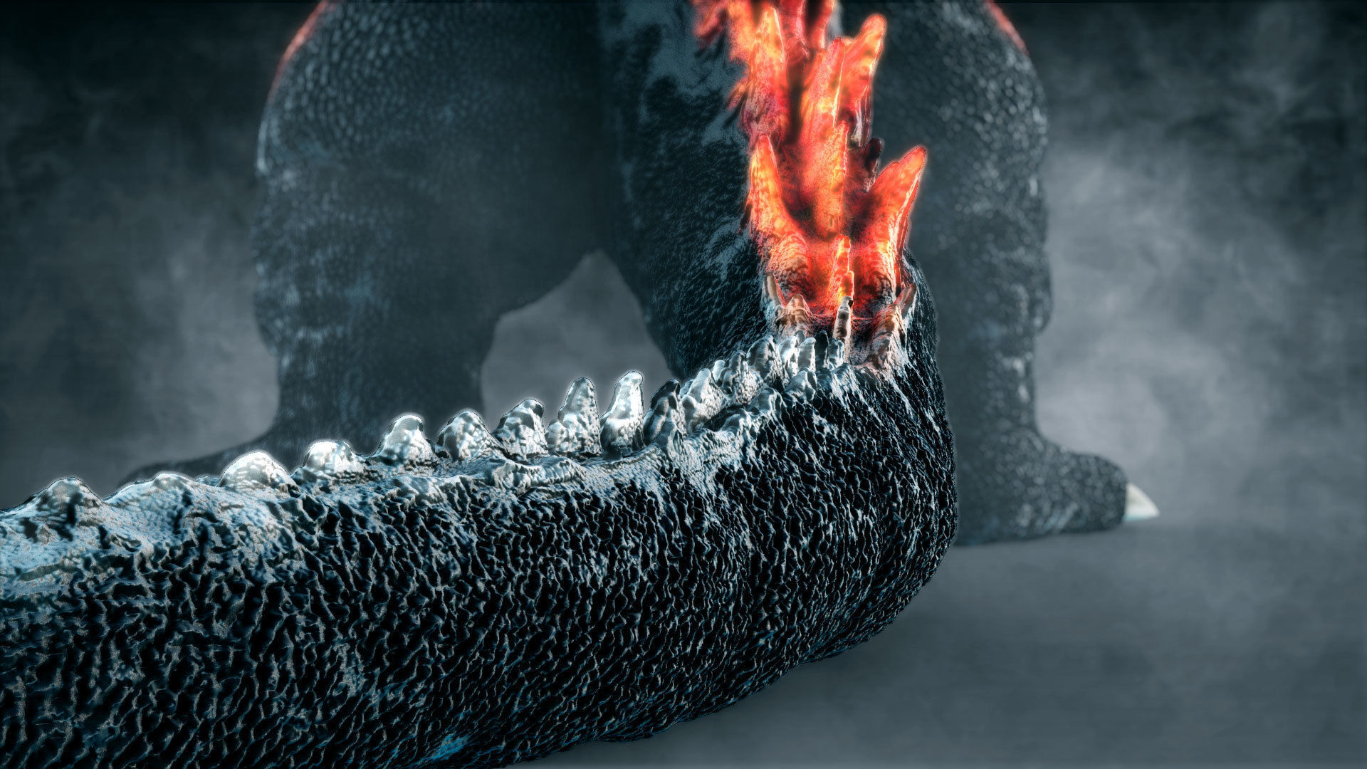 Burning Godzilla 3D model animated rigged | CGTrader