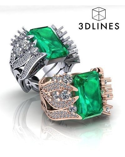 Emerald high jewelry Ring 3D model 3D printable | CGTrader